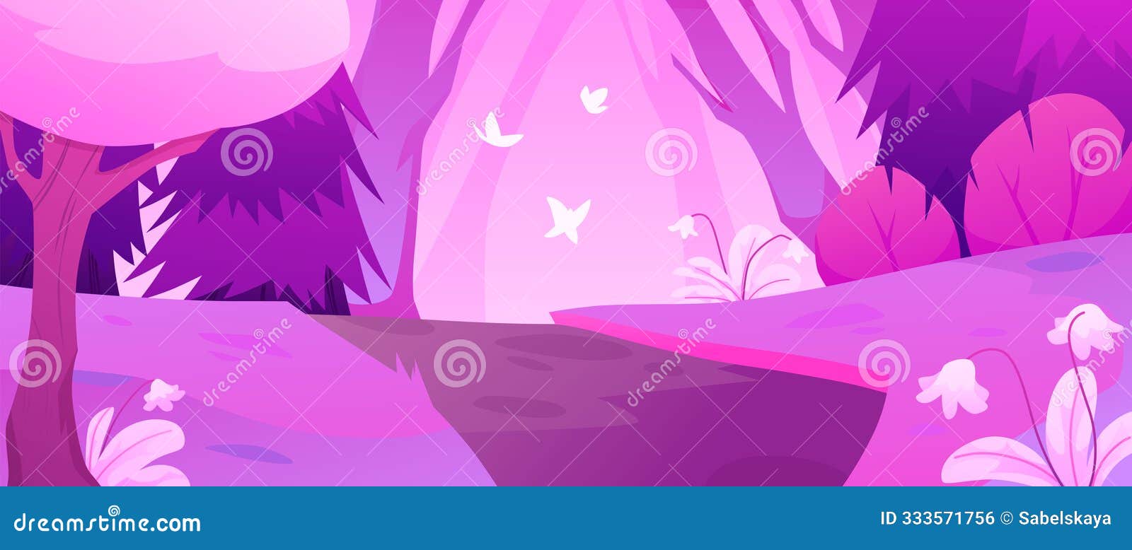 Illustration of a Magical Forest in Pink Tones for Using the Game ...