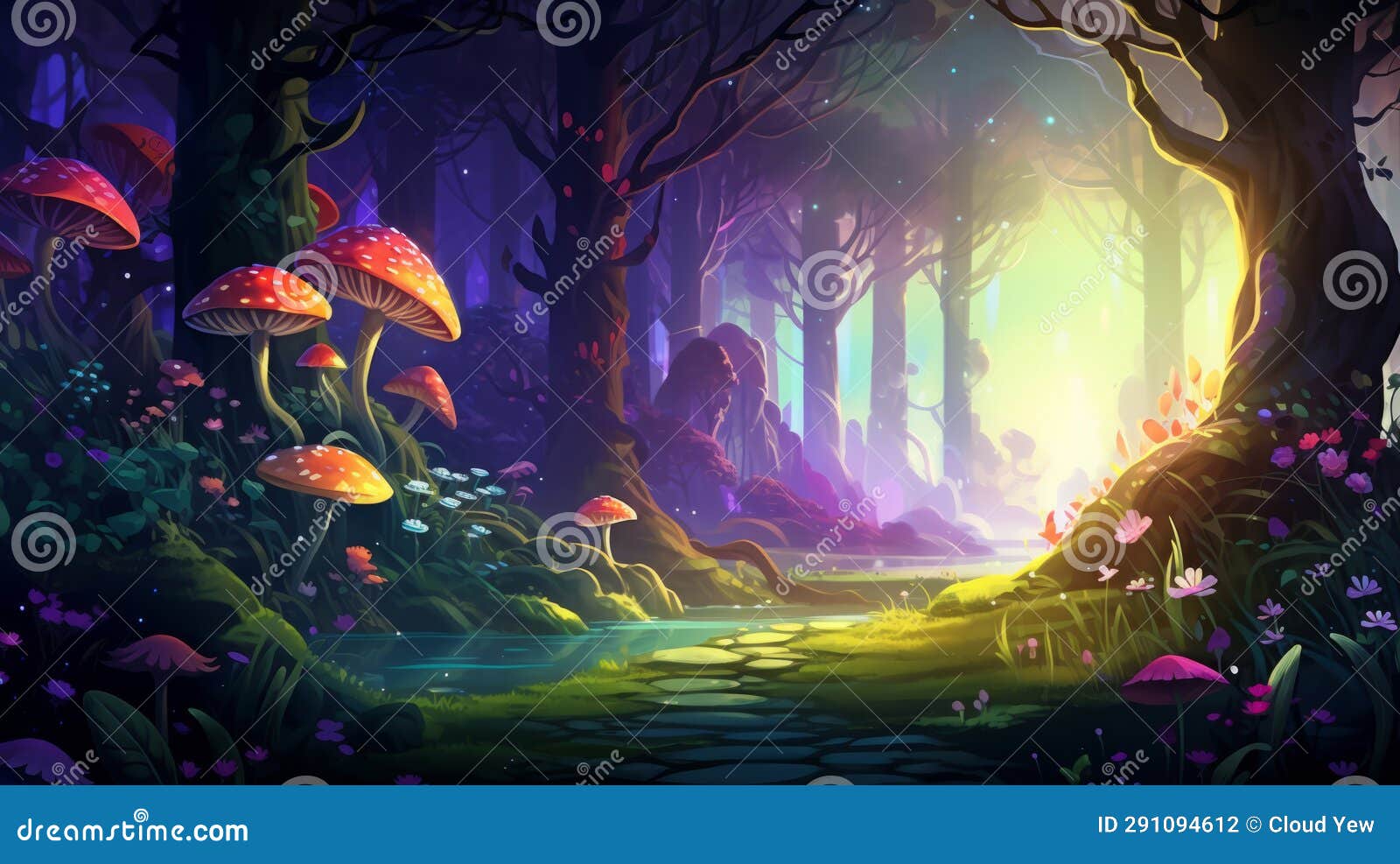 Illustration of a Magical Forest Stock Illustration - Illustration of ...