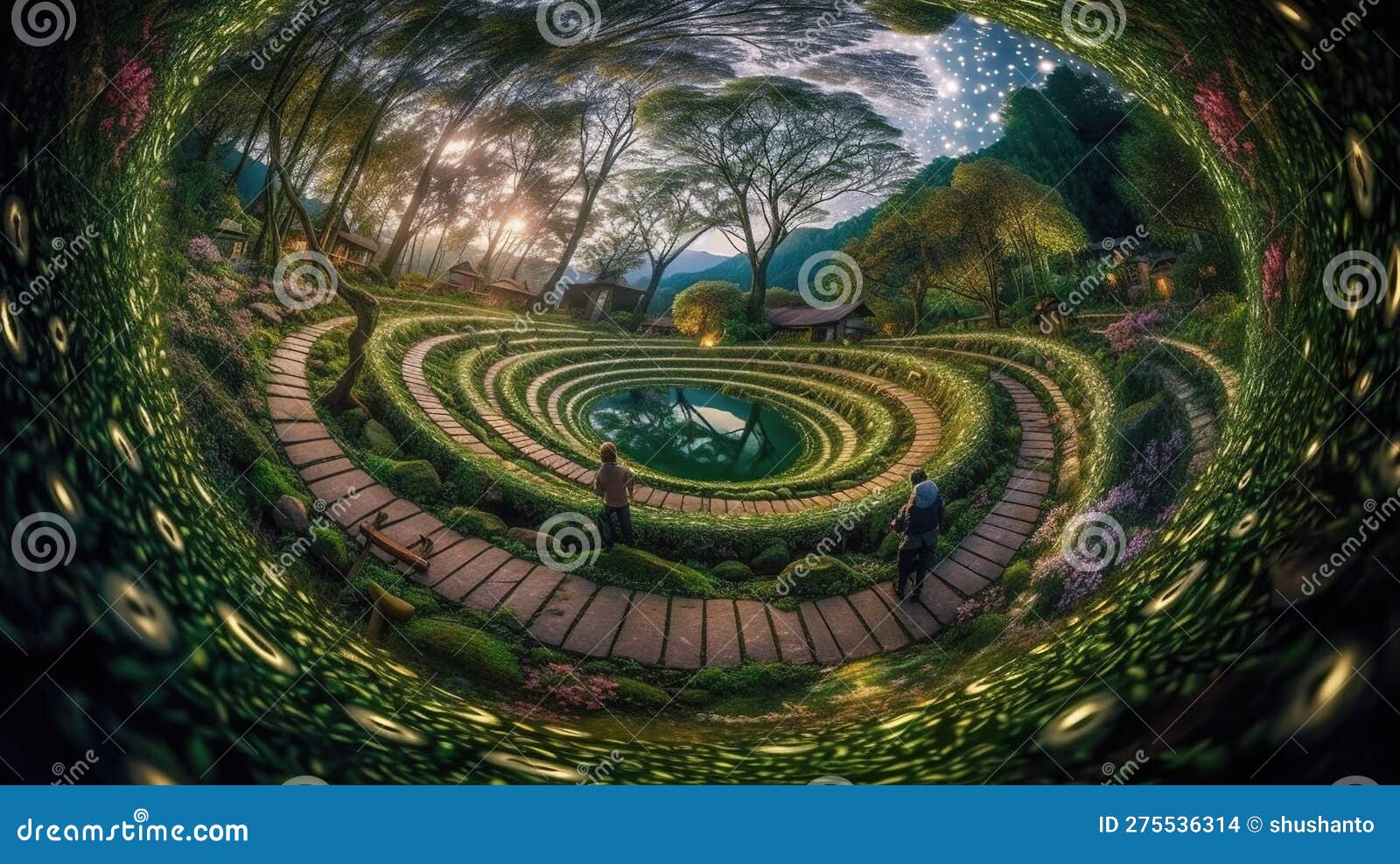 Illustration of a Magical Infinity Forest Stock Photo - Image of ...