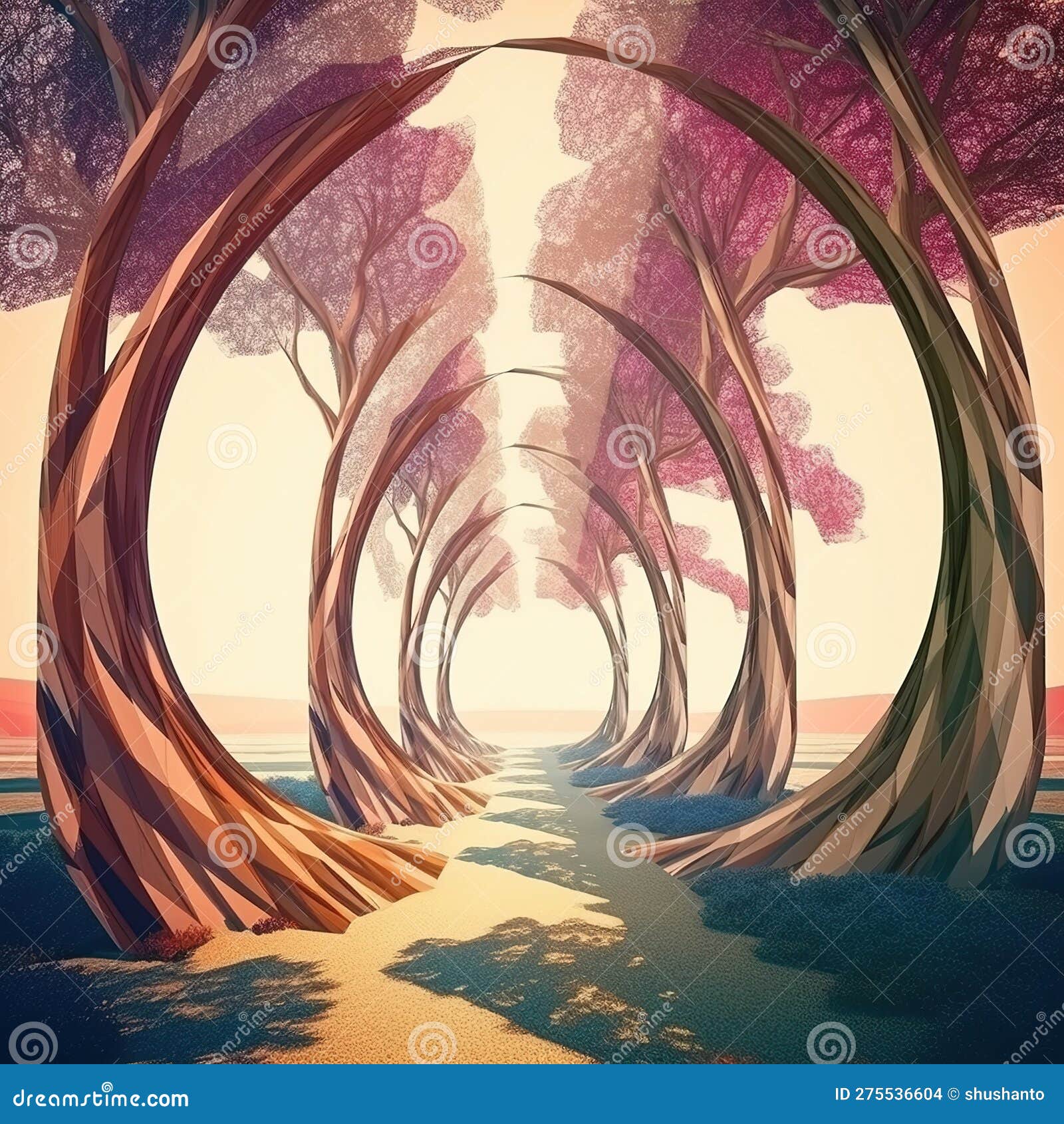 Illustration of a Magical Infinity Forest Stock Photo - Image of nature ...