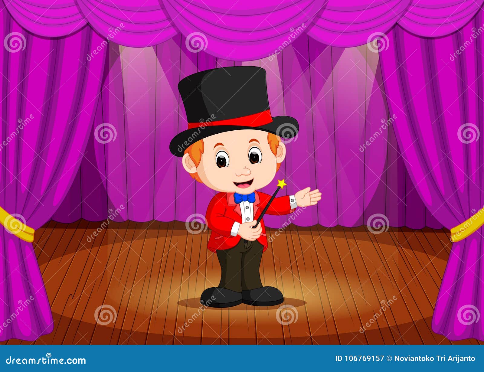 Magician Performing on a Stage Stock Vector - Illustration of drawing ...