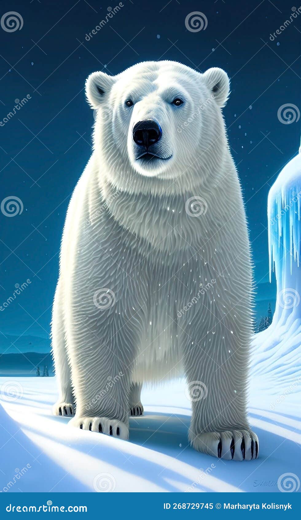 Polar Bear on the Background of the Arctic Plain Stock Illustration ...