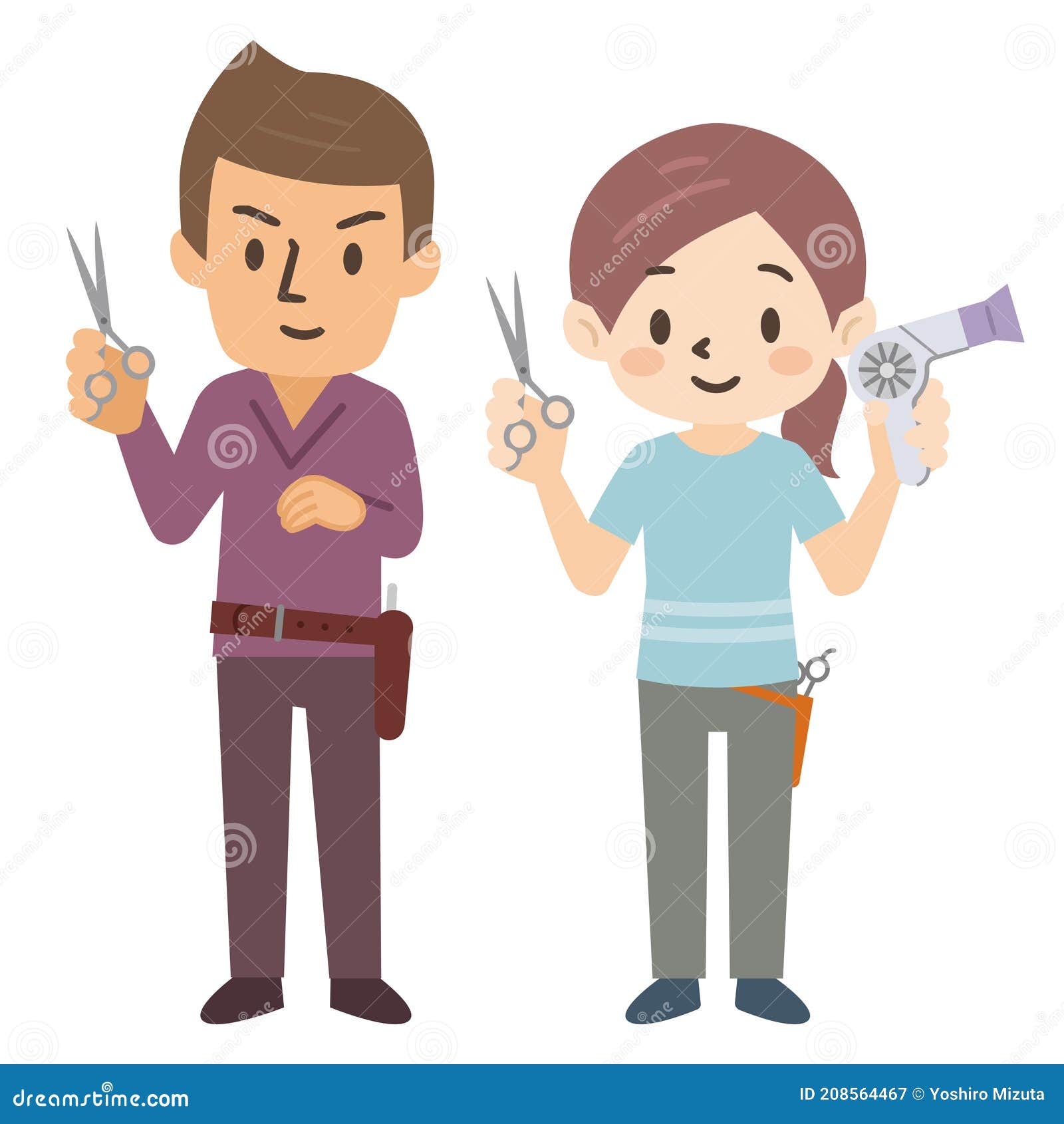 Illustration of Male and Female Beauticians Stock Vector - Illustration ...