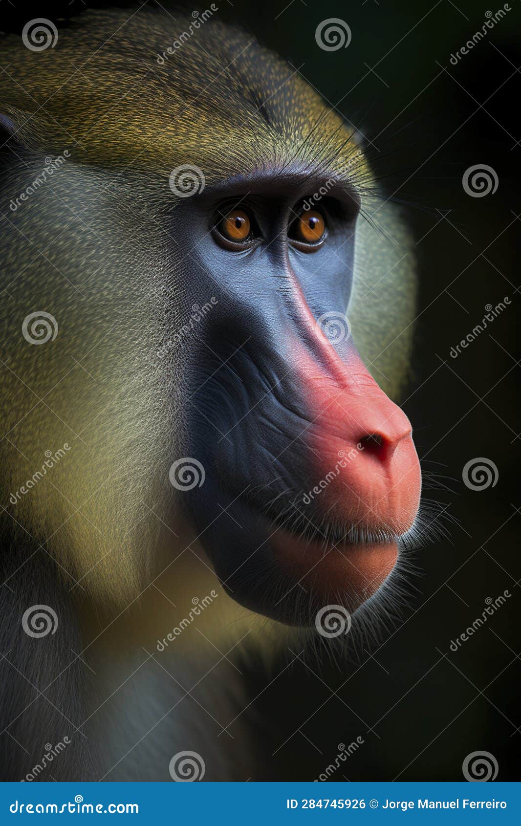 Illustration, Male Mandrill Monkey Face, Ai Generative Stock Illustration - Illustration of ...
