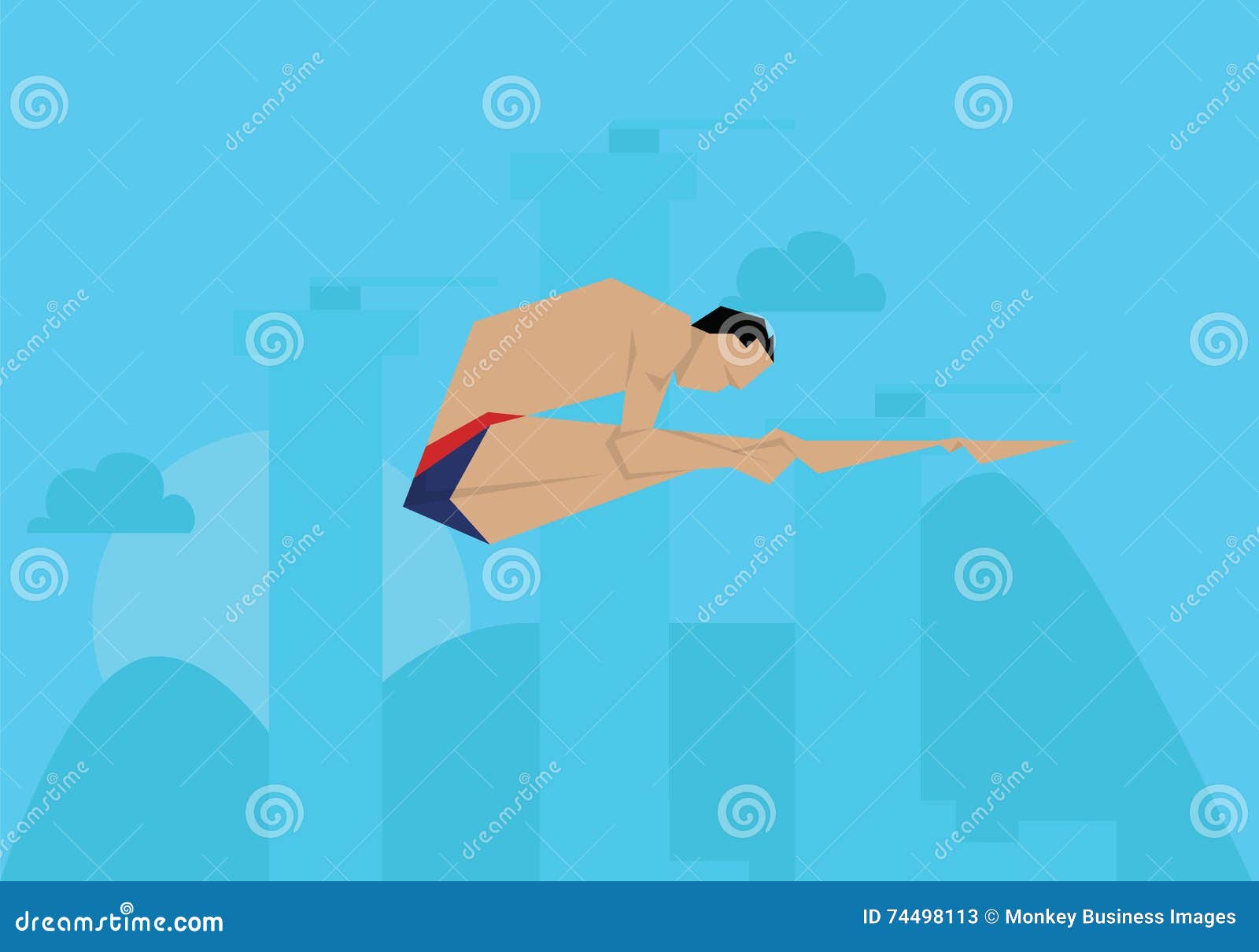 Illustration Male Swimmer Competing in Diving Event Stock Vector ...