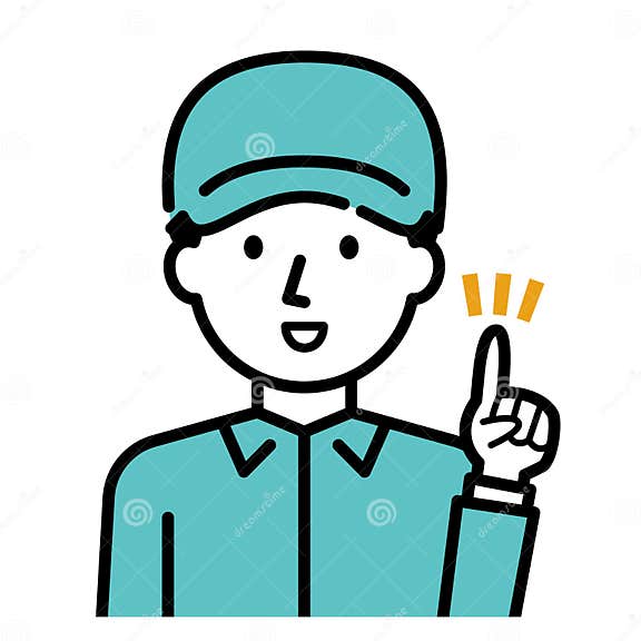 Illustration of a Male Worker Pointing Stock Vector - Illustration of ...