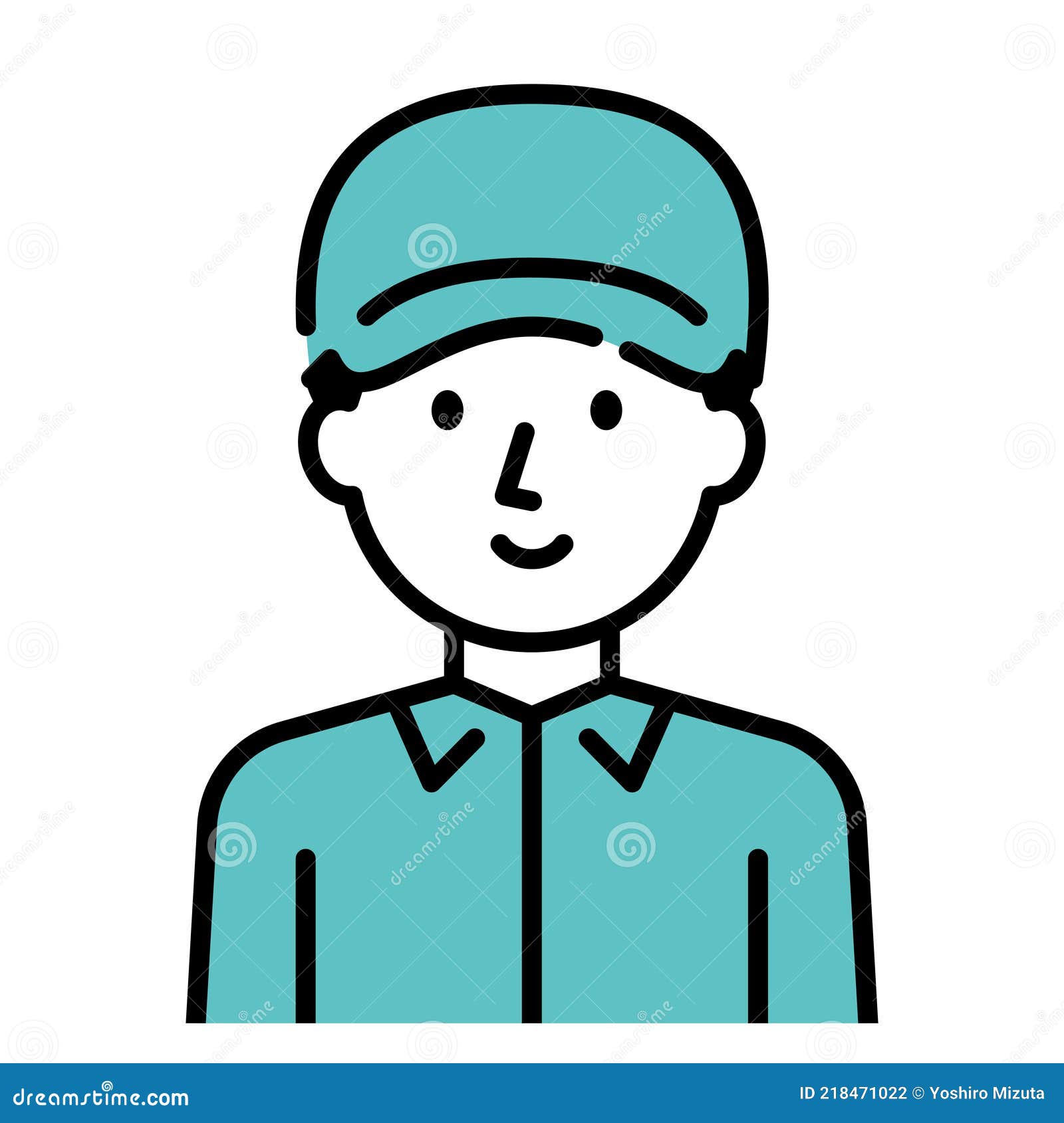 Illustration of a Male Worker Wearing a Cap Stock Vector - Illustration ...