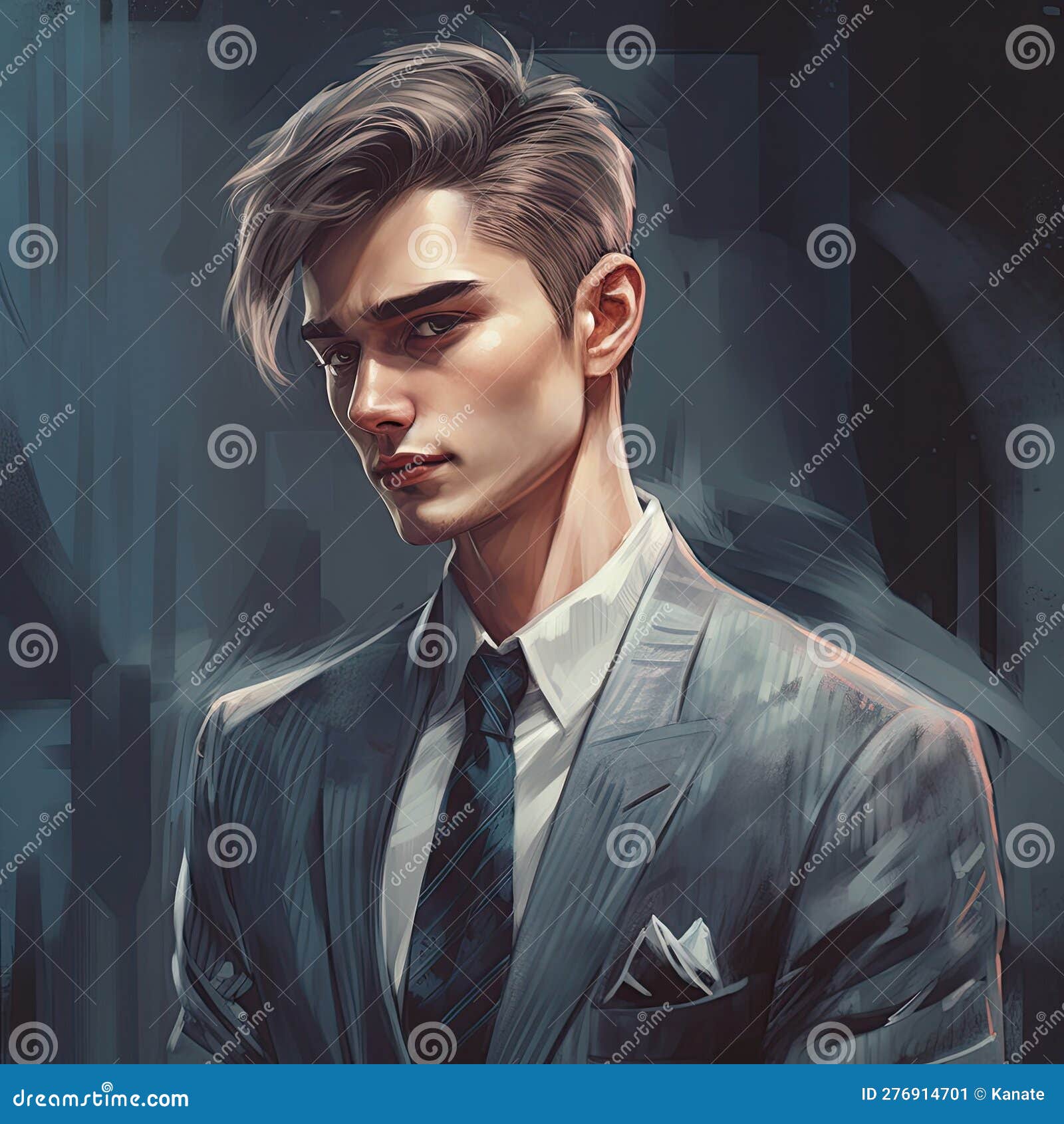 Illustration of a Man and Abstract Art, AI Generated Stock Illustration ...