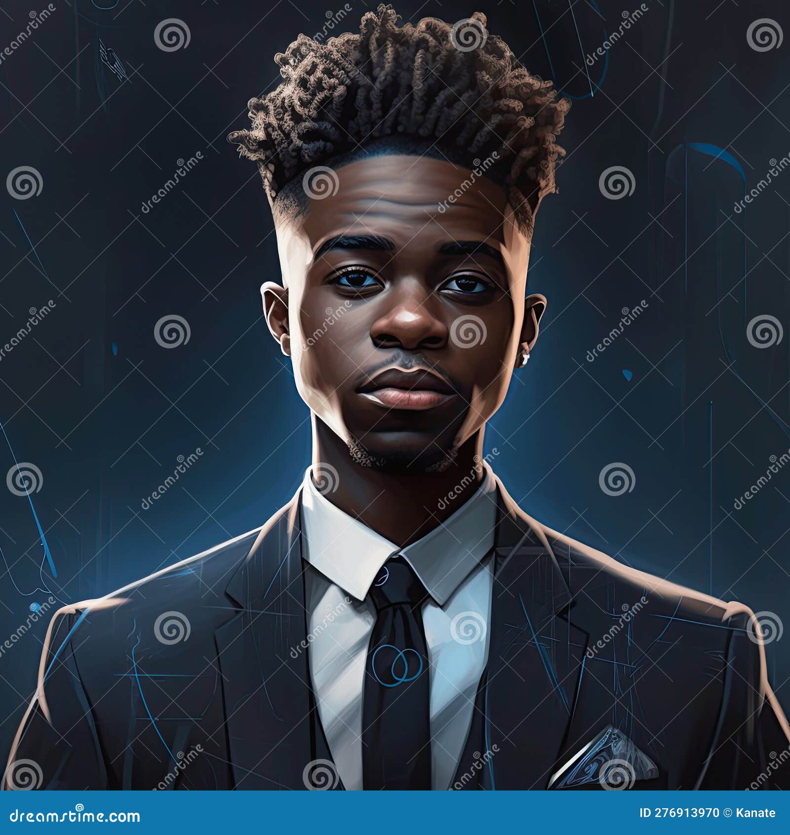 Illustration of a Man and Abstract Art, AI Generated Stock Illustration ...