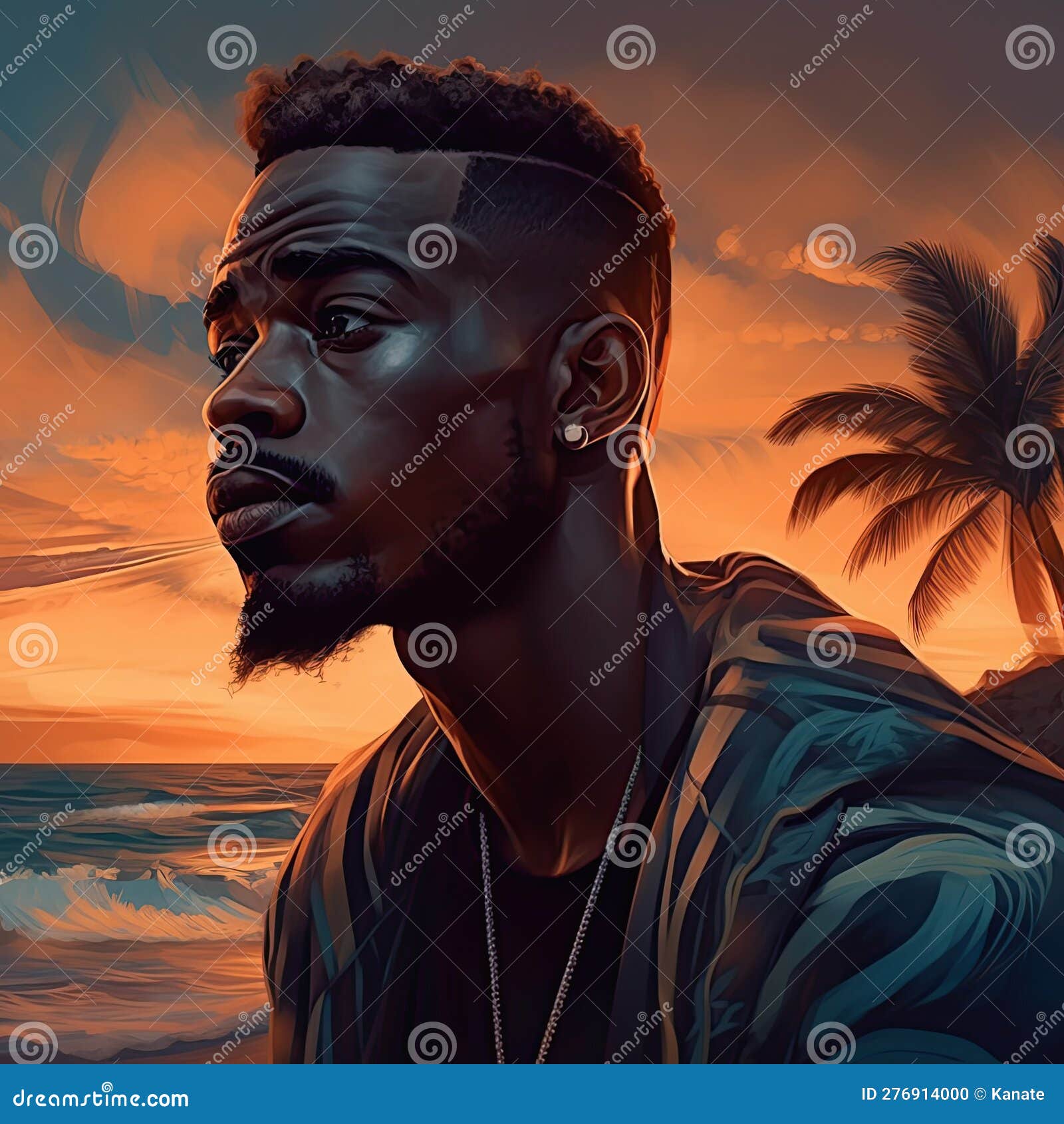 Illustration of a Man and Abstract Art, AI Generated Stock Illustration ...