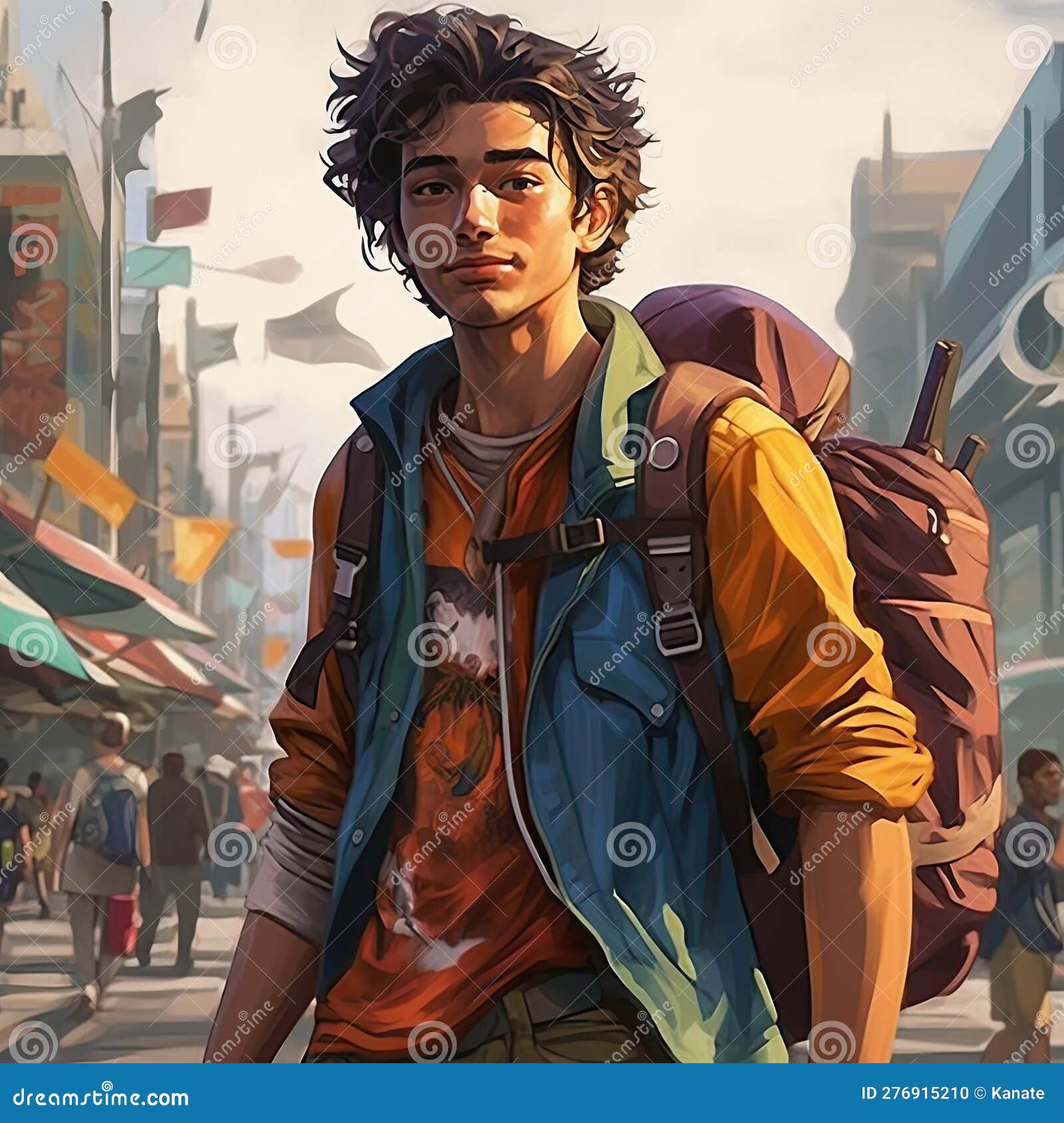 Illustration of a Man and Abstract Art, AI Generated Stock Illustration ...