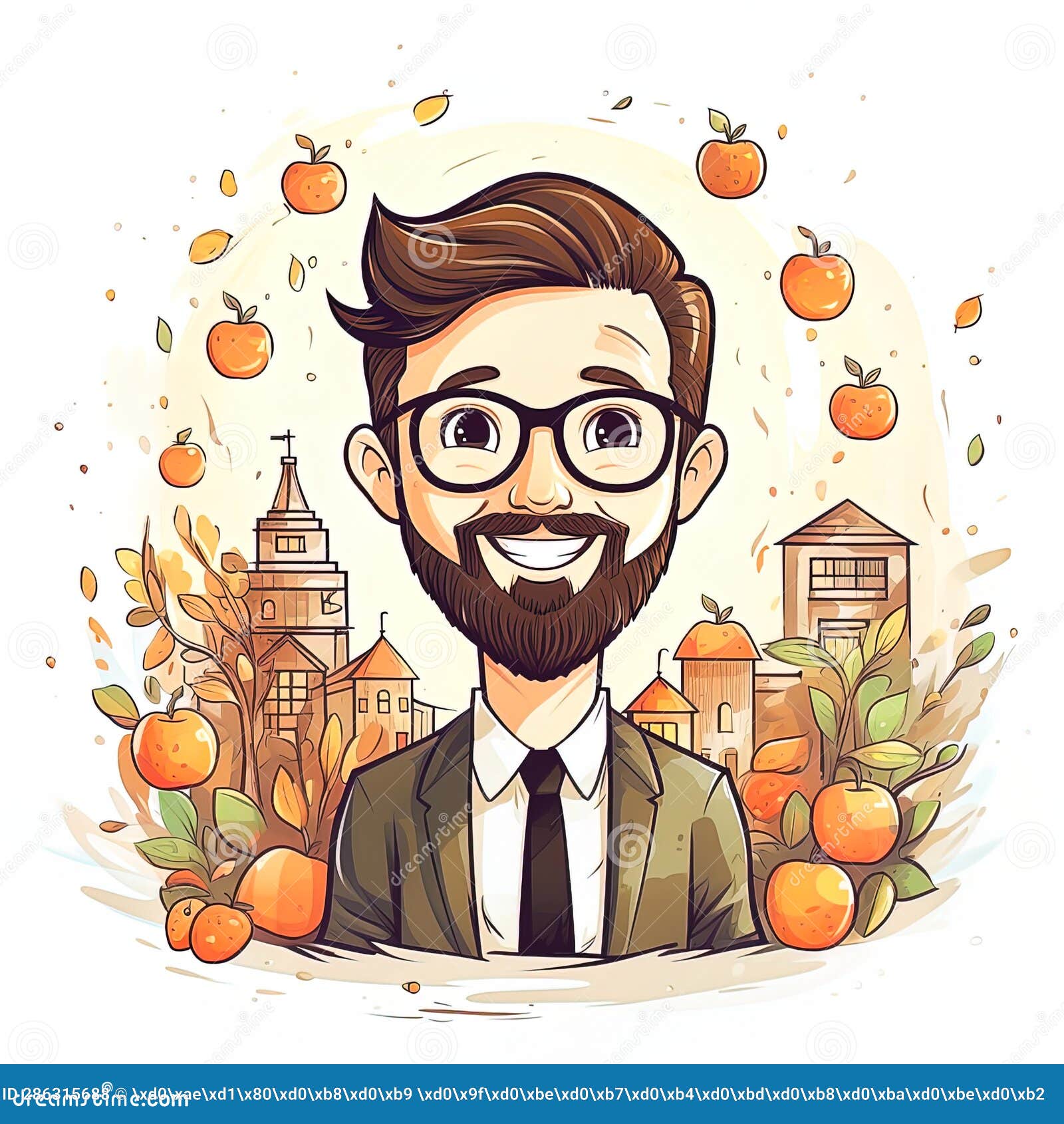 Illustration of a Man with a Beard of a Primary School Teacher Stock ...