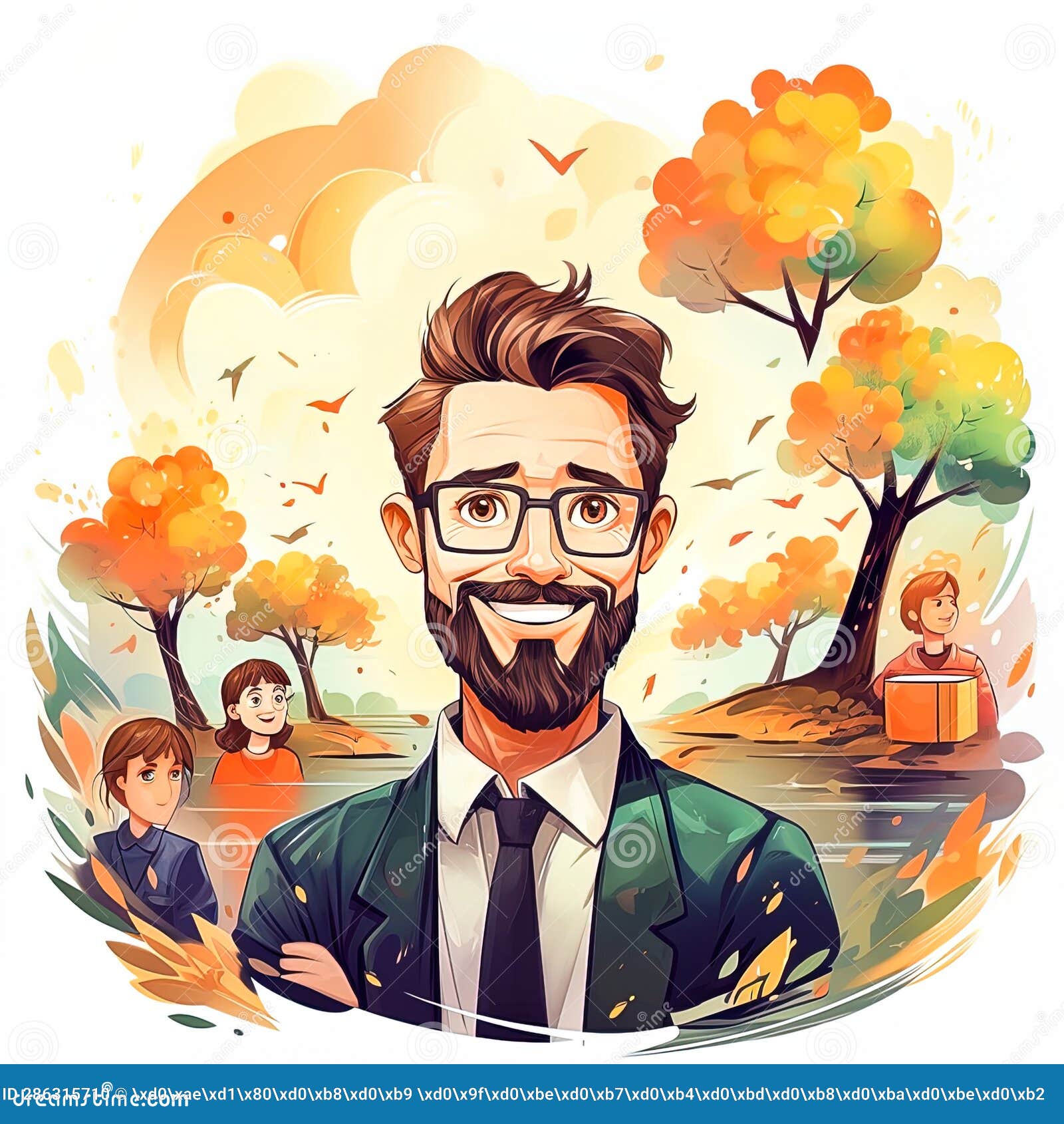 Illustration of a Man with a Beard of a Primary School Teacher Stock ...
