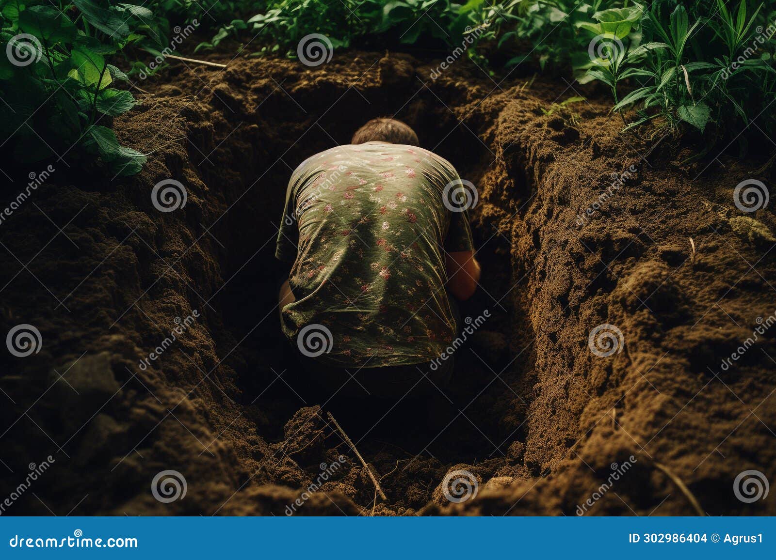 Illustration of a Man Digging a Hole in the Ground. Generative AI Stock ...