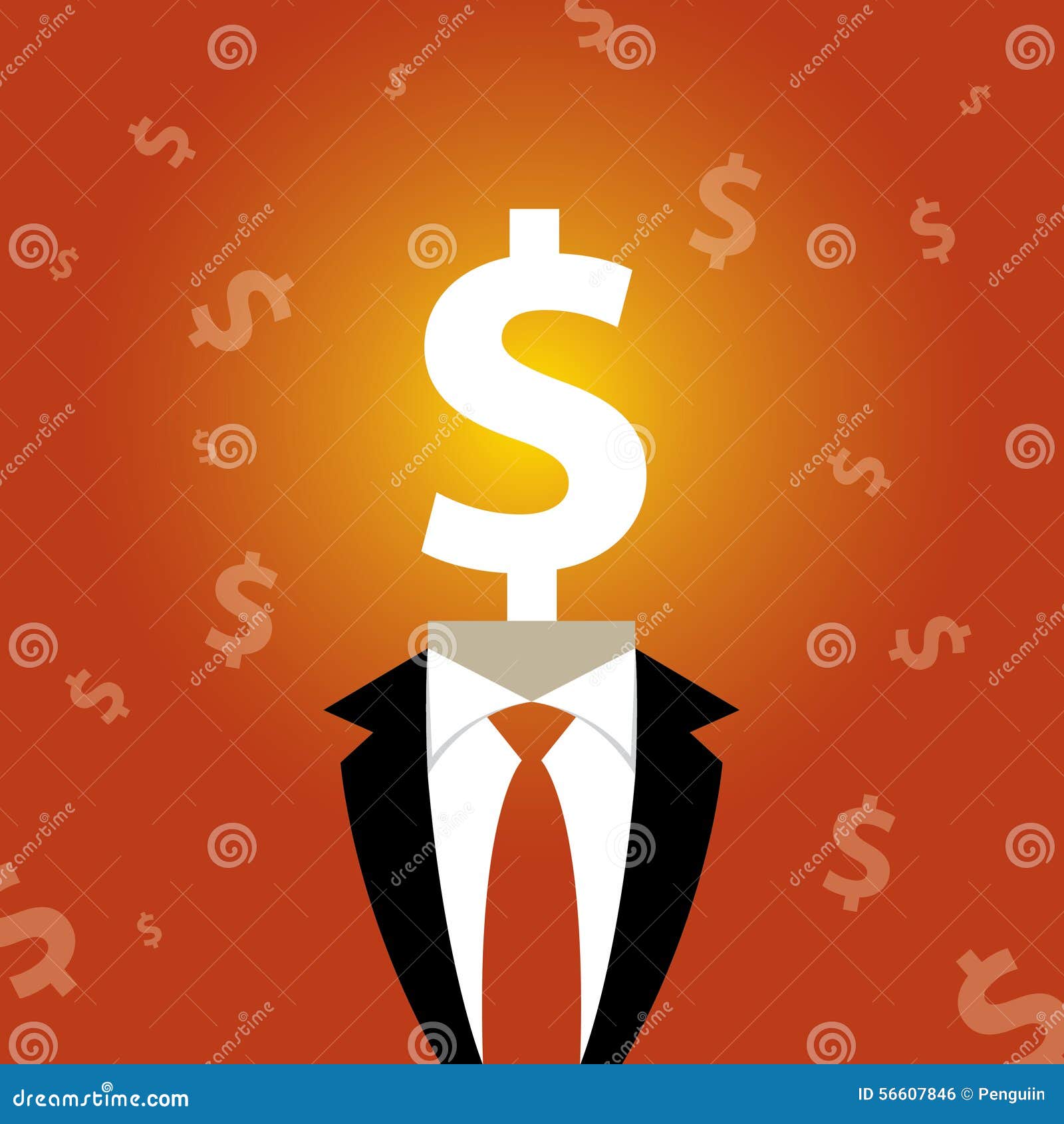 Illustration of a Man with a Dollar Sign instead of a Head Stock Vector ...