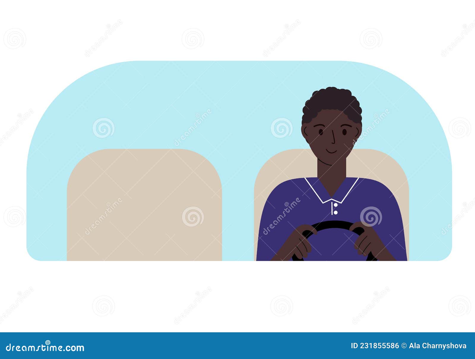 Illustration of a Man Driver Driving. Looks through the Windshield ...