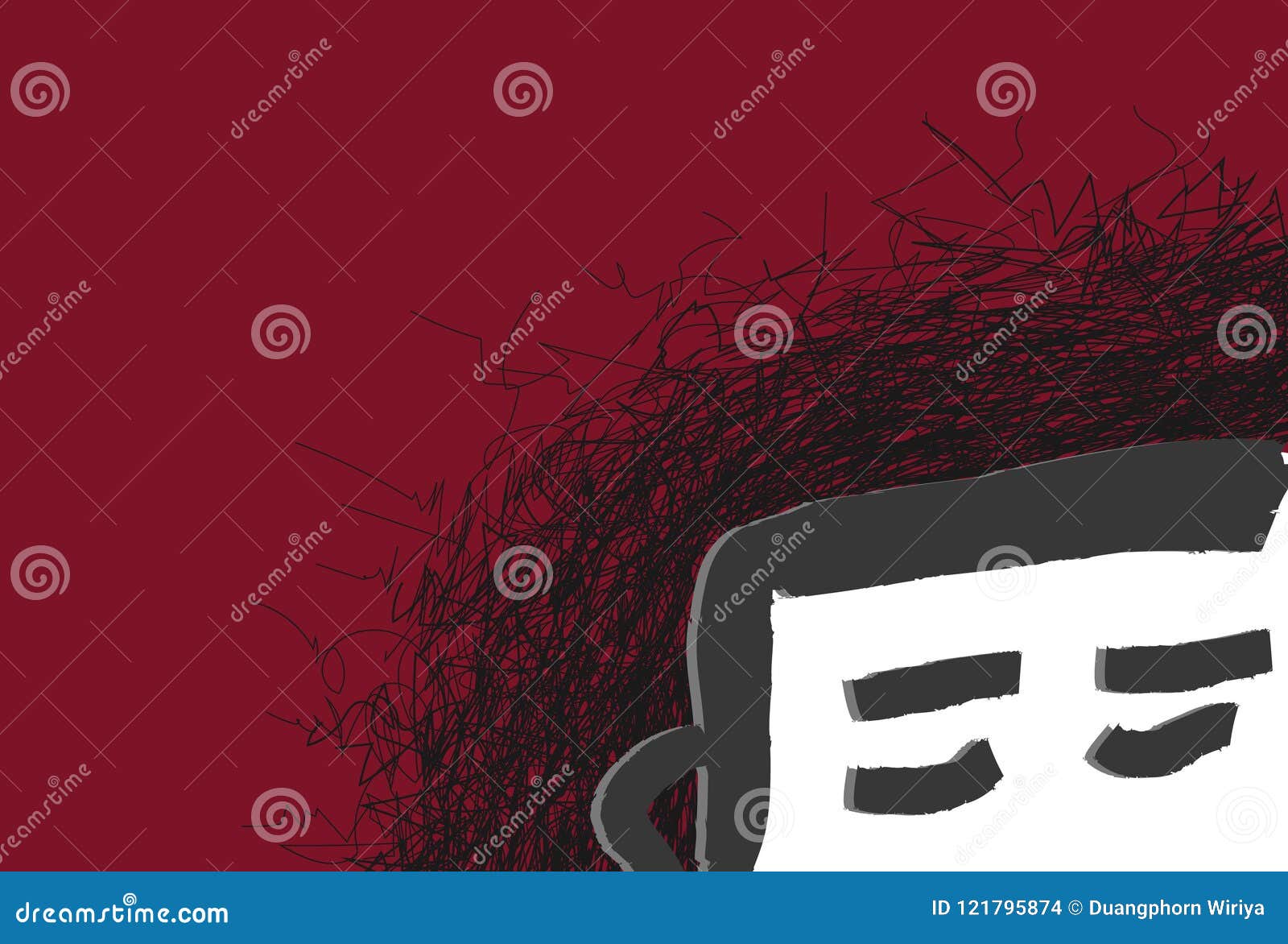 Illustration of Man Face with Winding String on His Head. Stock ...