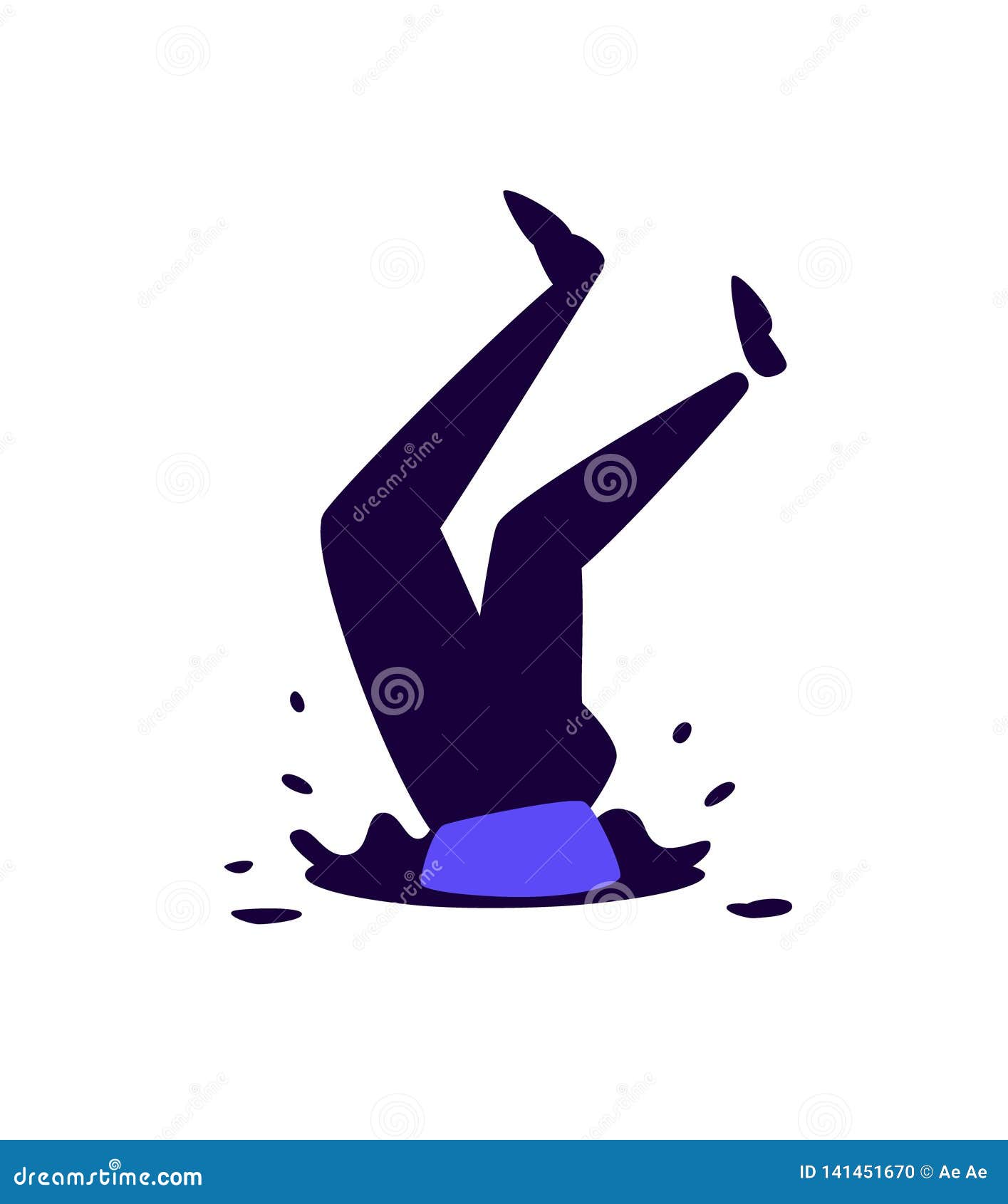 Illustration of a Man Falling into a Pit. Vector Illustration. Legs Up ...