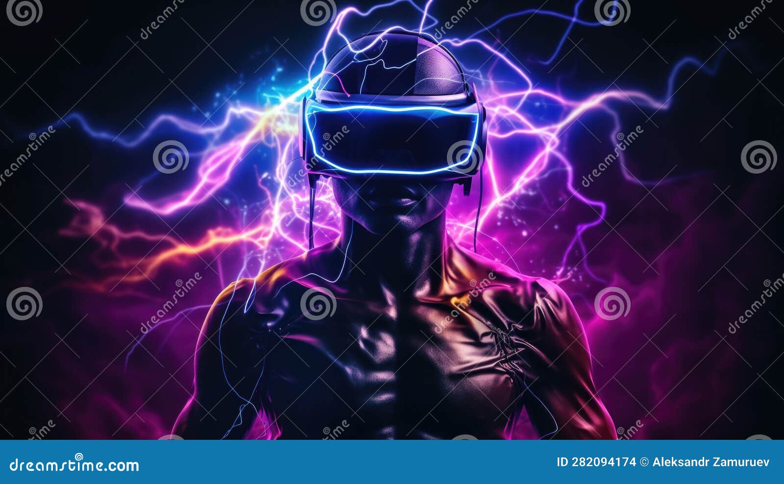 Illustration of Man with Glasses of Virtual Reality. Future Technology ...
