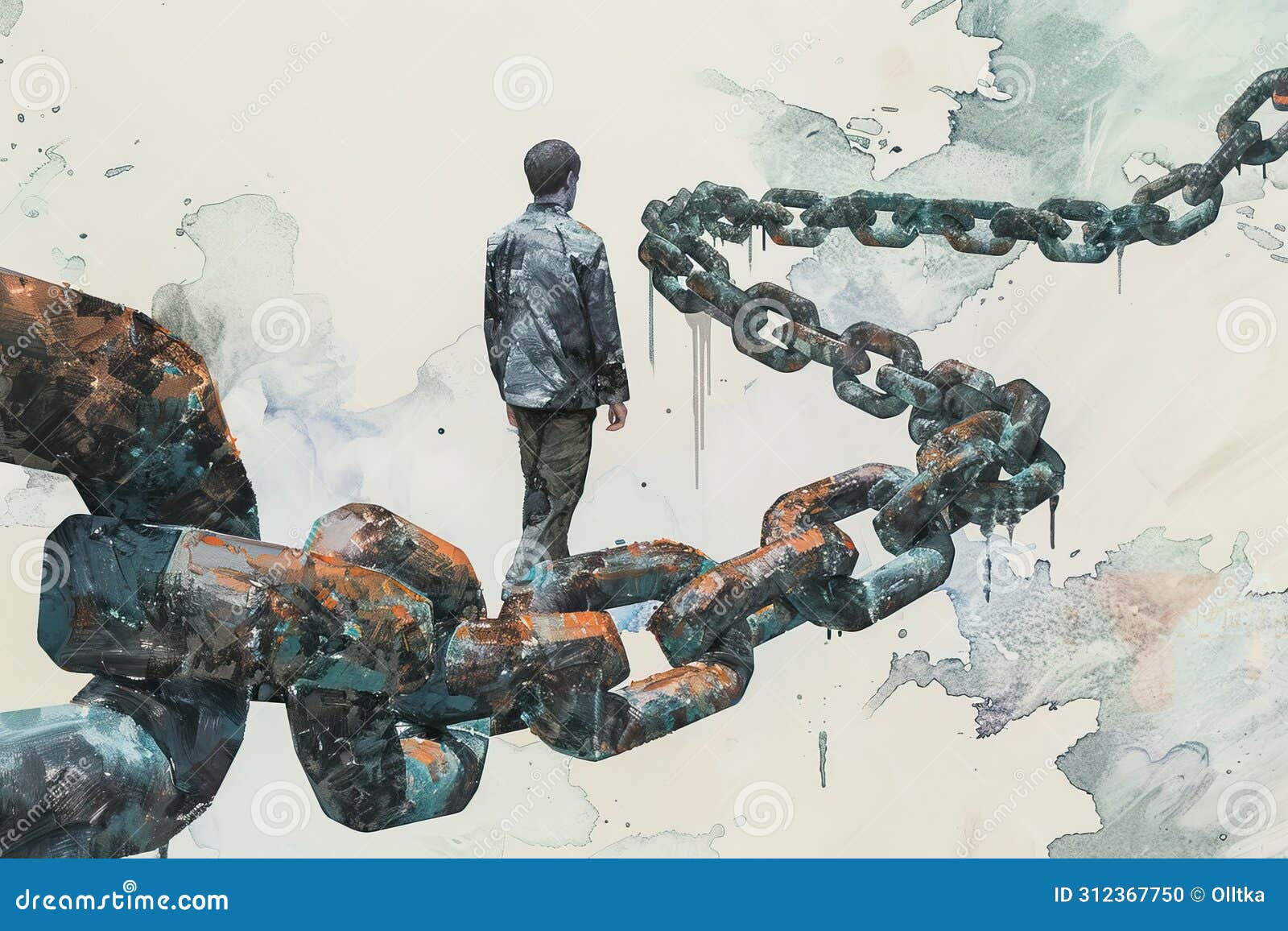 Illustration of Man are Going on the Chain Stock Illustration ...