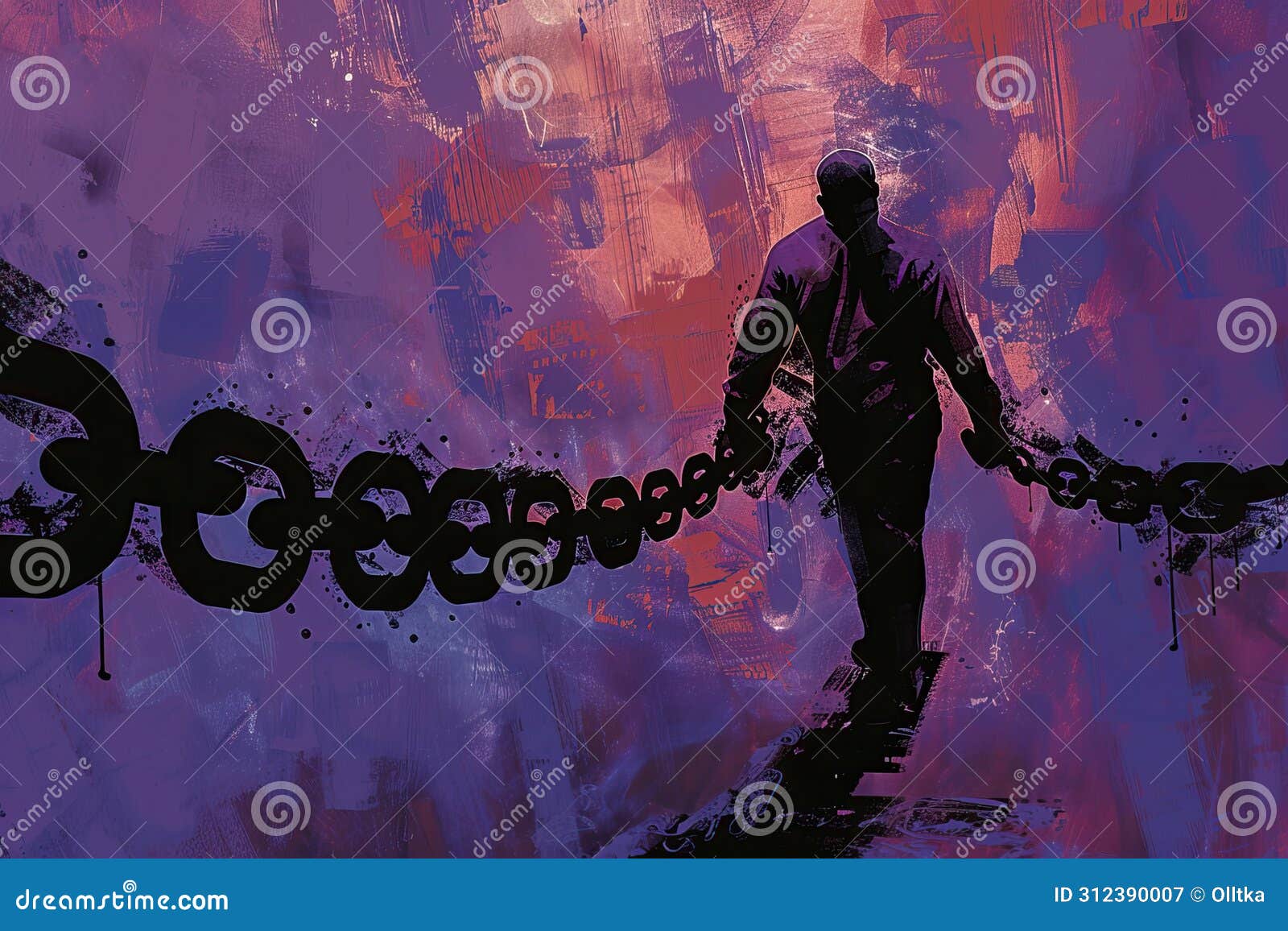 Illustration of Man are Going with the Chain Stock Image - Image of ...