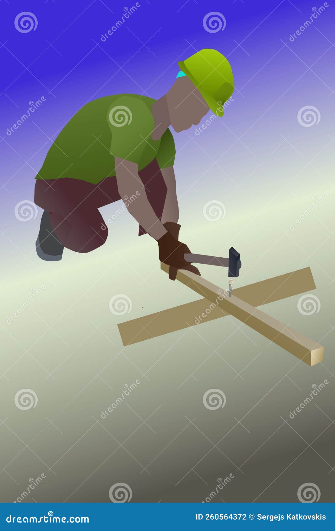Illustration Of A Man Hammering A Nail Stock Photography ...