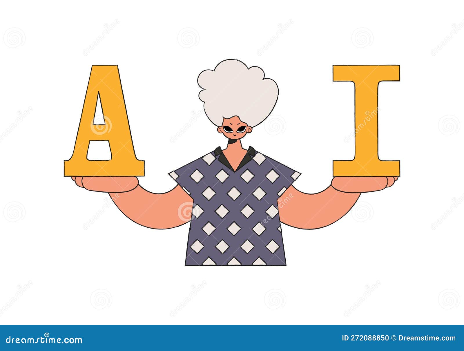 .Illustration of a Man Holding AI Letters in a Vector AI Theme. Stock ...