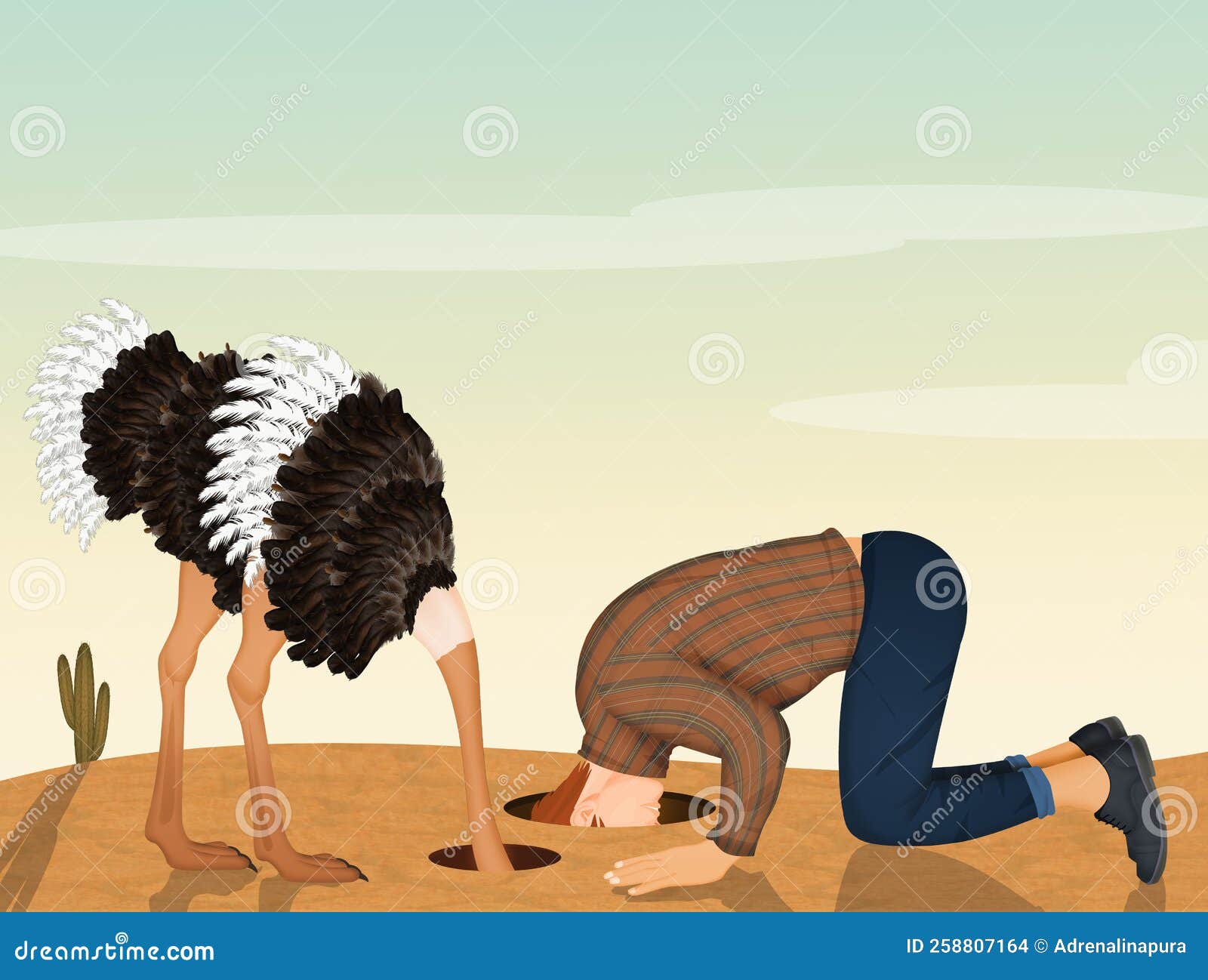 Illustration of Man Imitating Ostrich Stock Illustration - Illustration ...