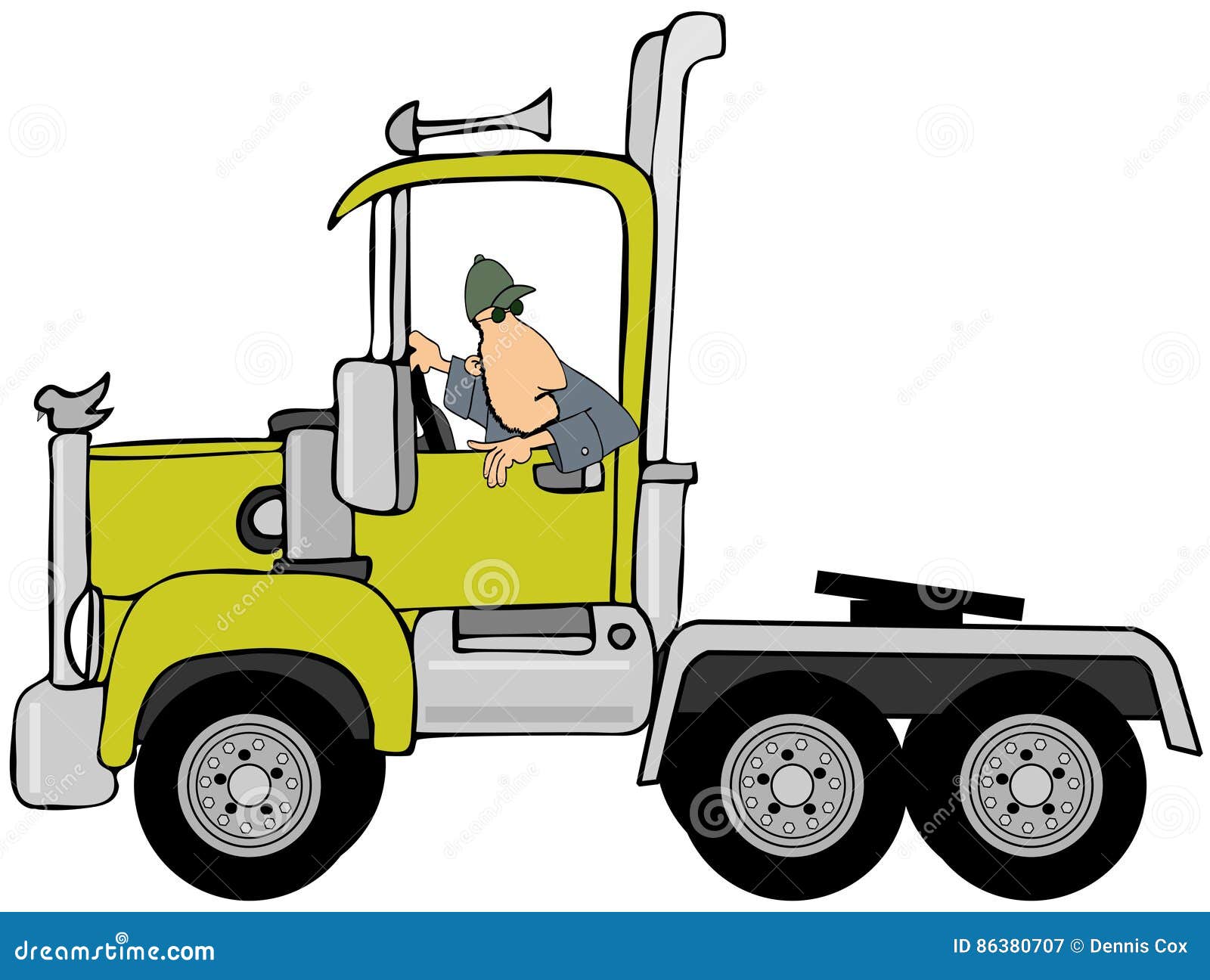 Driver Backing Up His Semi Cab Stock Illustration - Illustration of ...