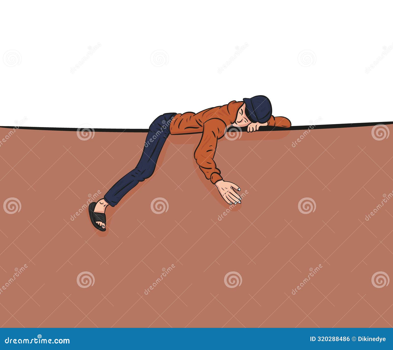 Illustration of a Man Lying on His Stomach Stock Illustration - Illustration of ilustrasi, lying ...