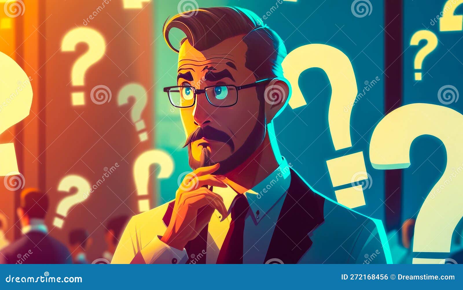 An Illustration of Man with Many Question Marks. Generative AI Stock ...