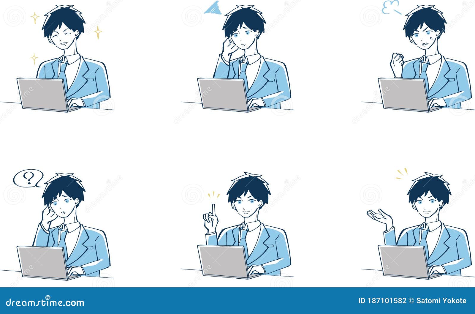 Illustration of a Man Operating a Personal Computer Stock Vector ...