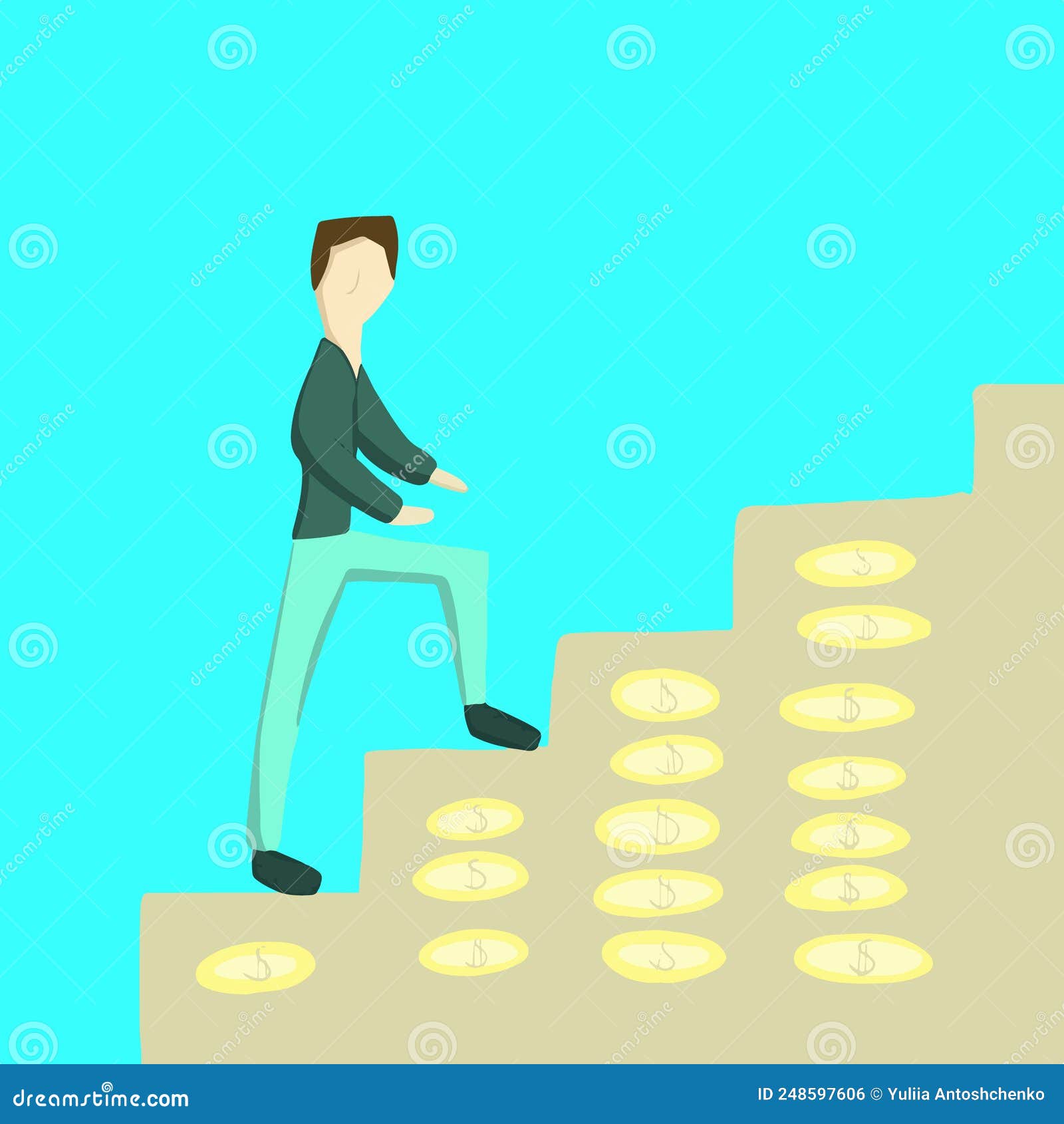 Illustration of a Man Overcoming a Career Ladder. Stock Vector ...