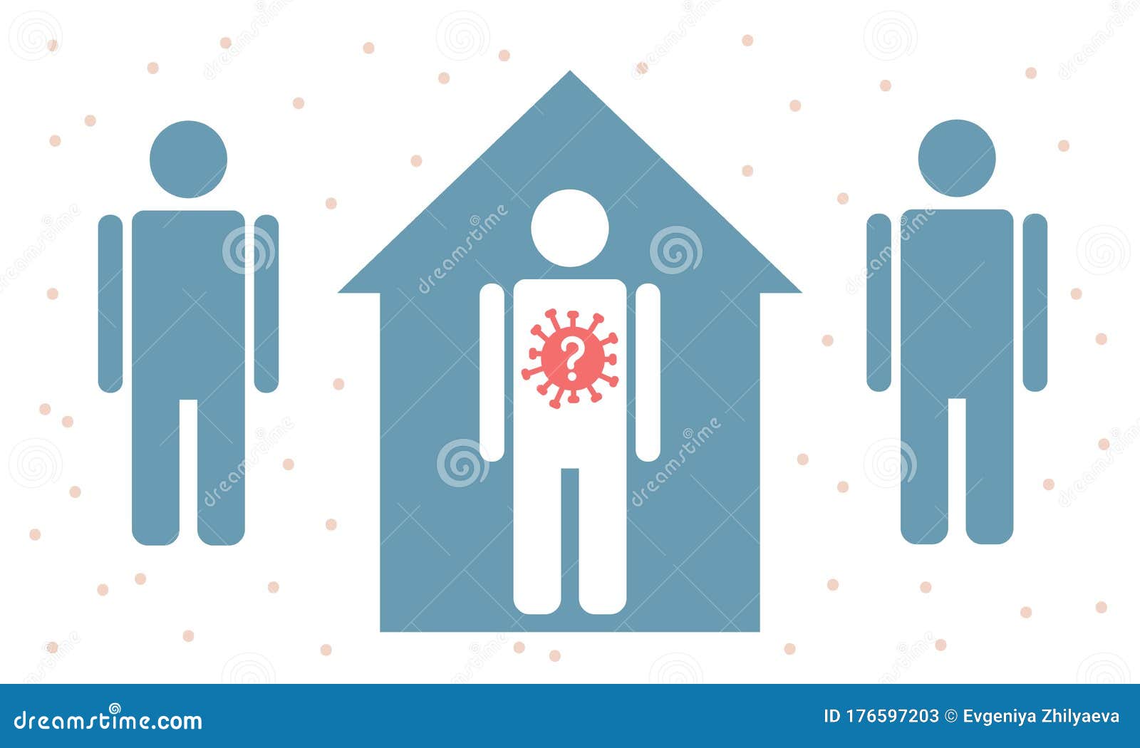 Illustration of the Man Placed Under Home Quarantine. Simple Style ...