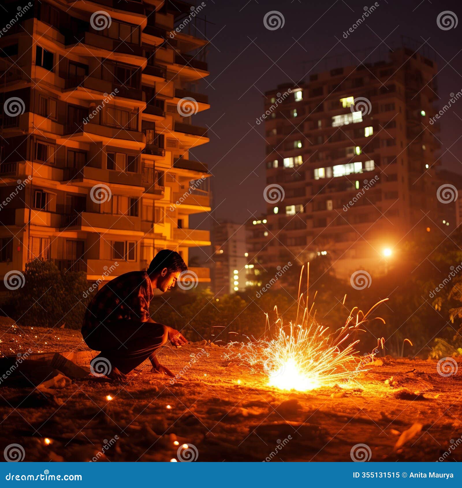 Illustration of a Man is Playing with a Firecracker on the Occasio ...