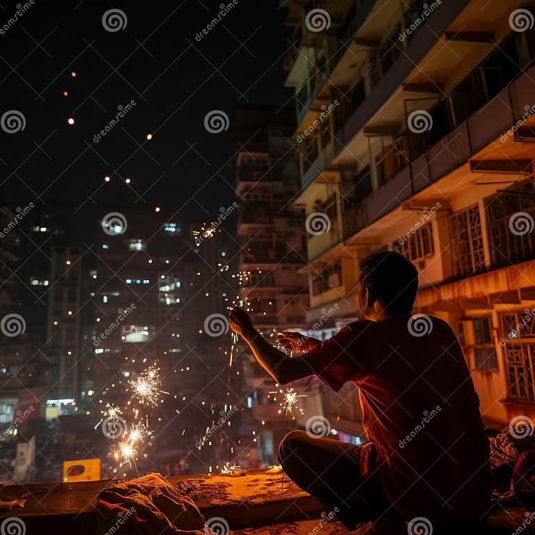 Illustration of a Man is Playing with a Firecracker on the Occasio ...