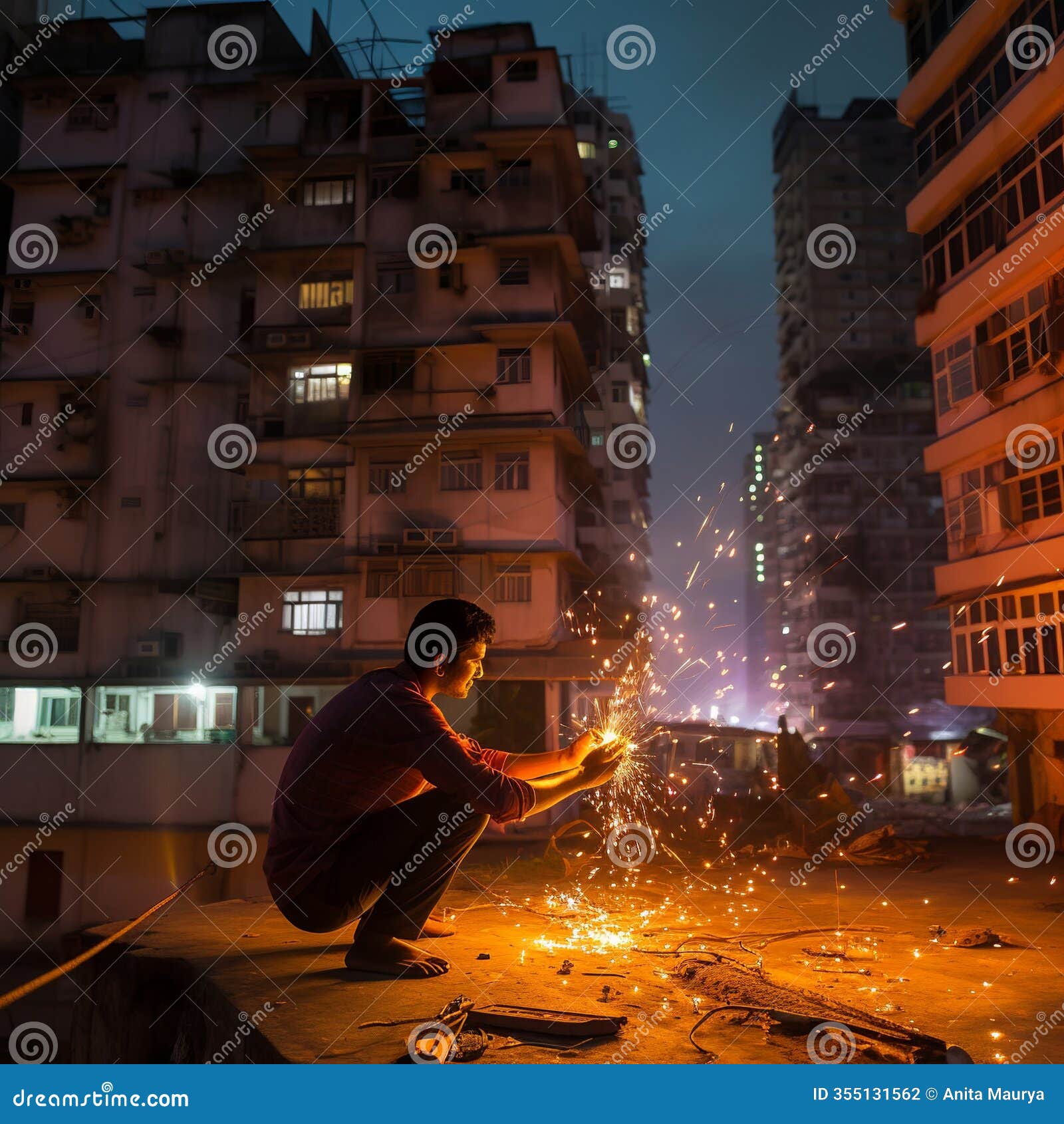 Illustration of a Man is Playing with a Firecracker on the Occasio ...