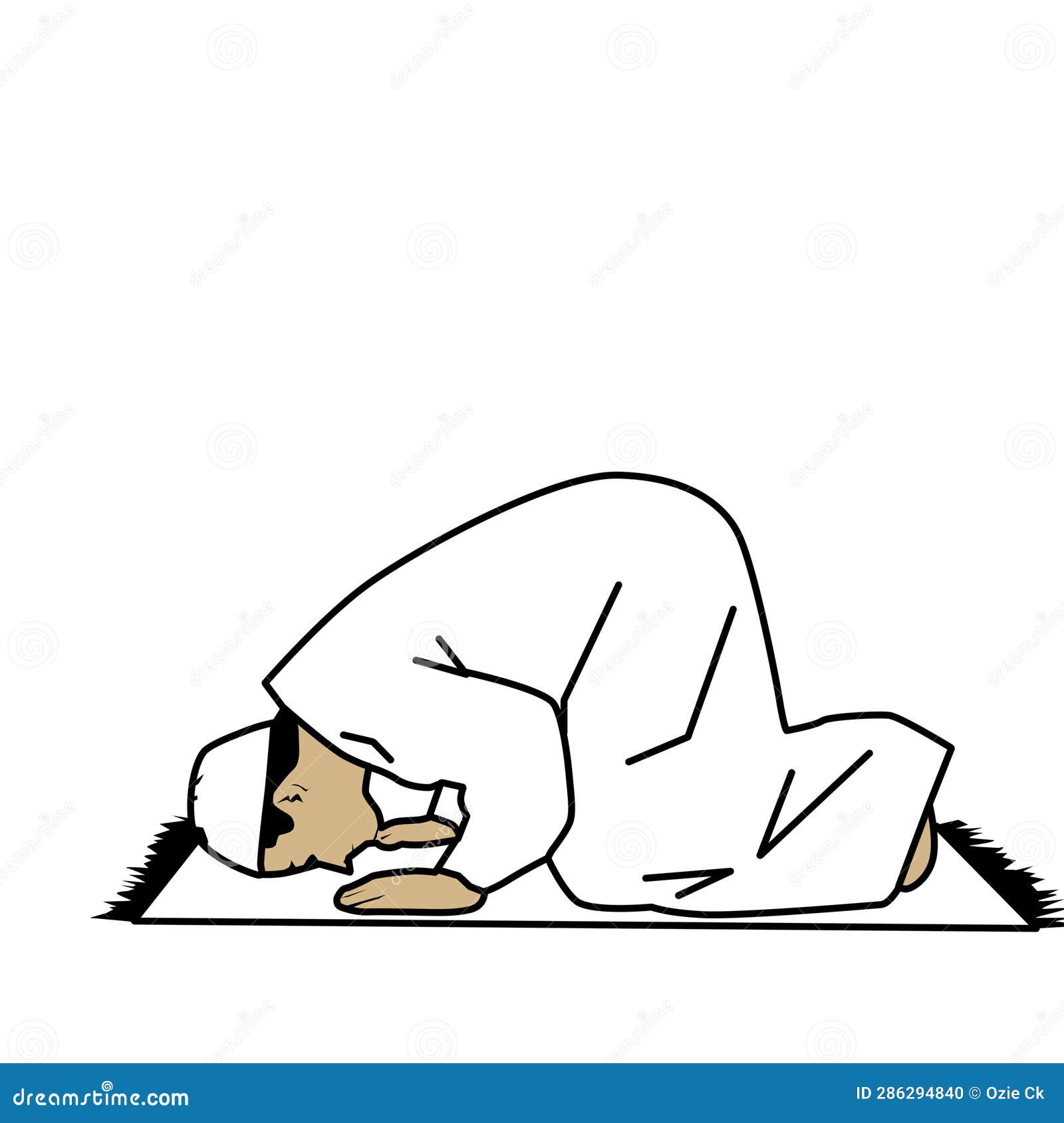 Illustration of a Man Praying by Prostrating Himself To God Stock ...