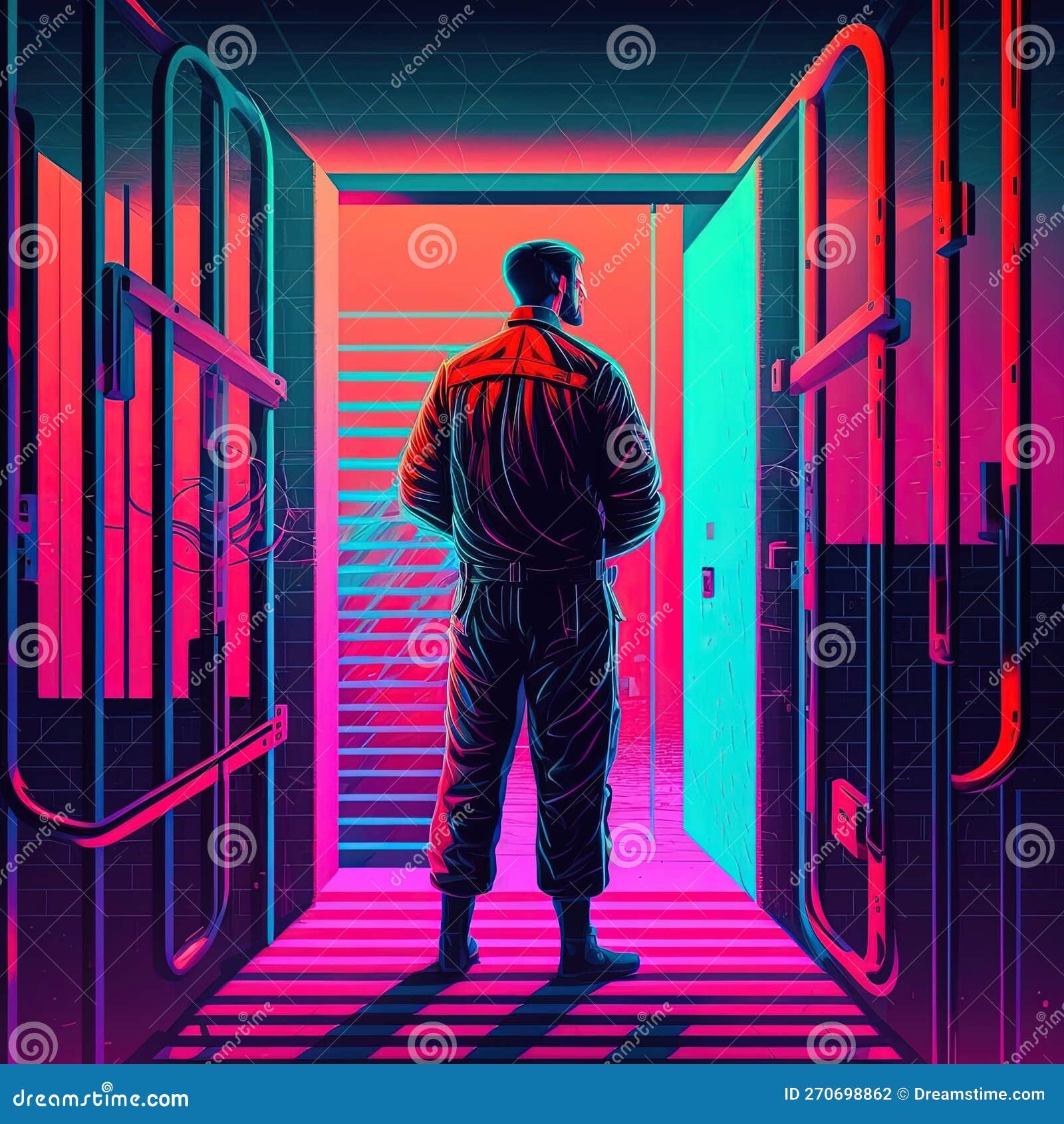 A Man In Prison Behind Bars. Vector Drawing | CartoonDealer.com #192854536