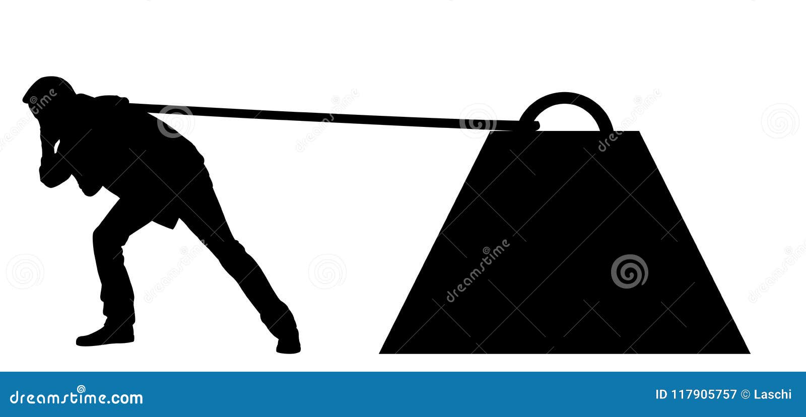 Illustration of Man Pulling Weight Stock Vector - Illustration of power ...