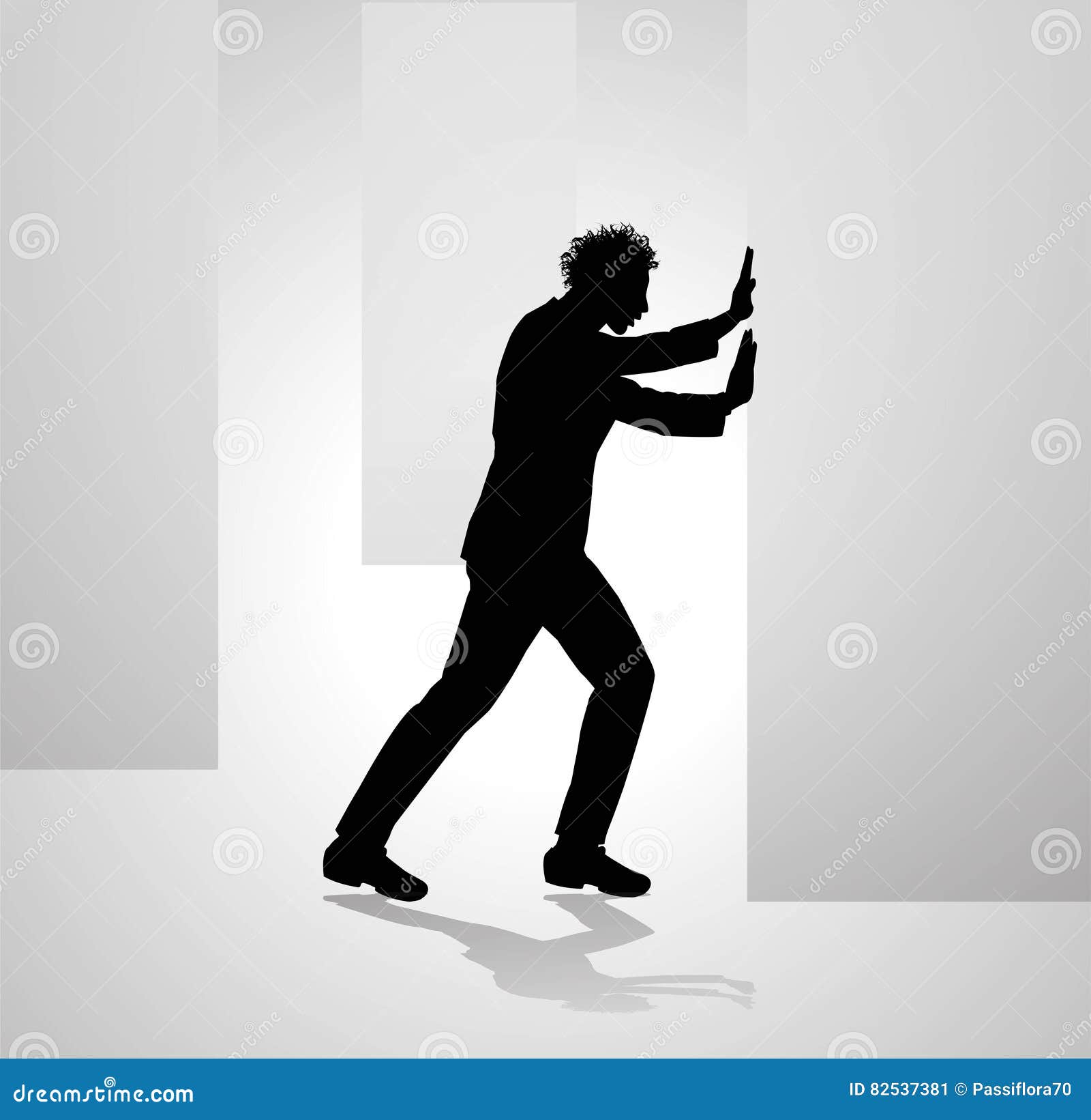 Illustration of Man Pushing Stock Vector - Illustration of pushing ...