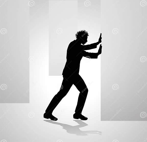 Illustration of Man Pushing Stock Vector - Illustration of pushing ...