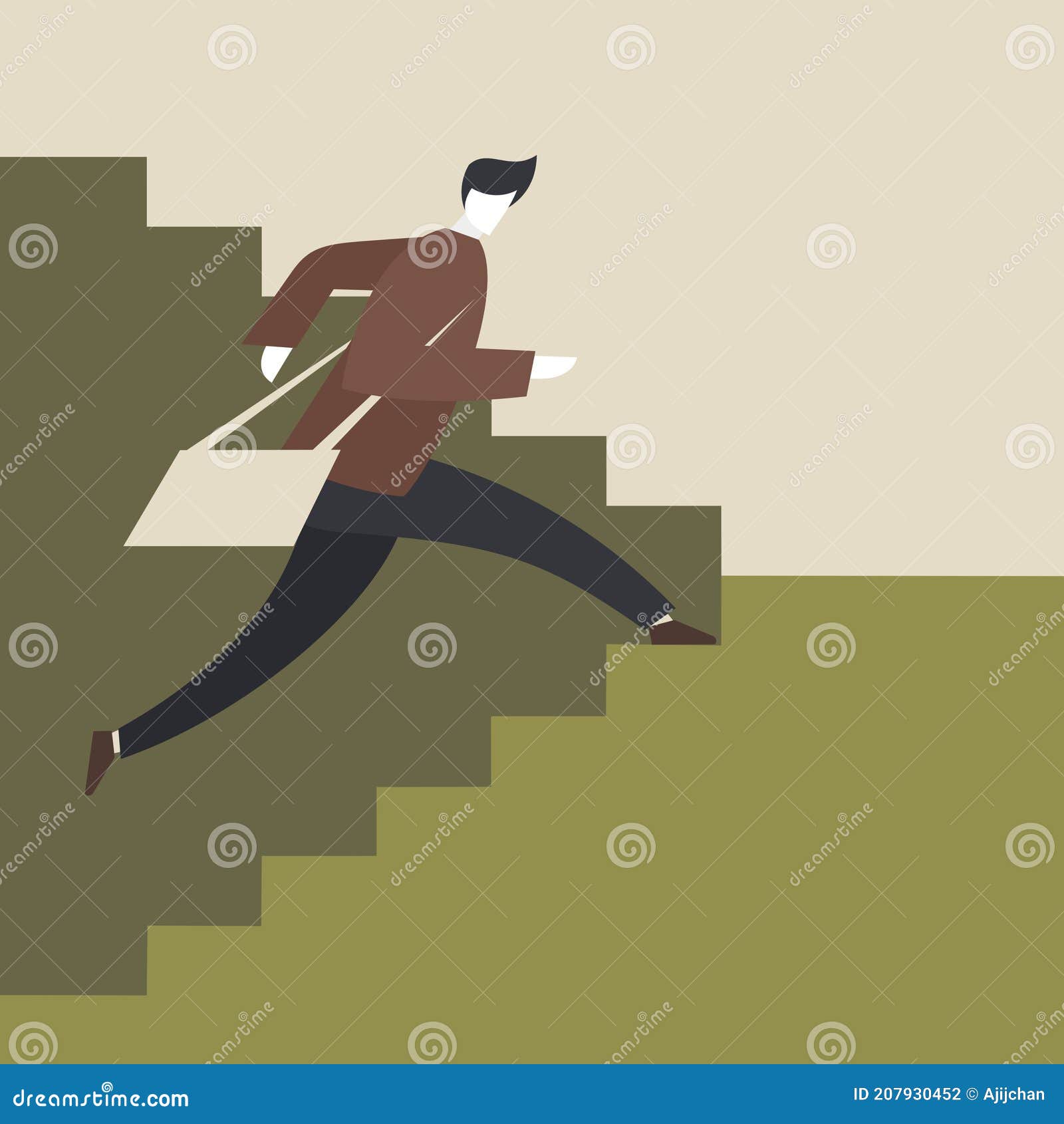 Illustration of a Man Climbing Up the Steps Stock Vector - Illustration ...