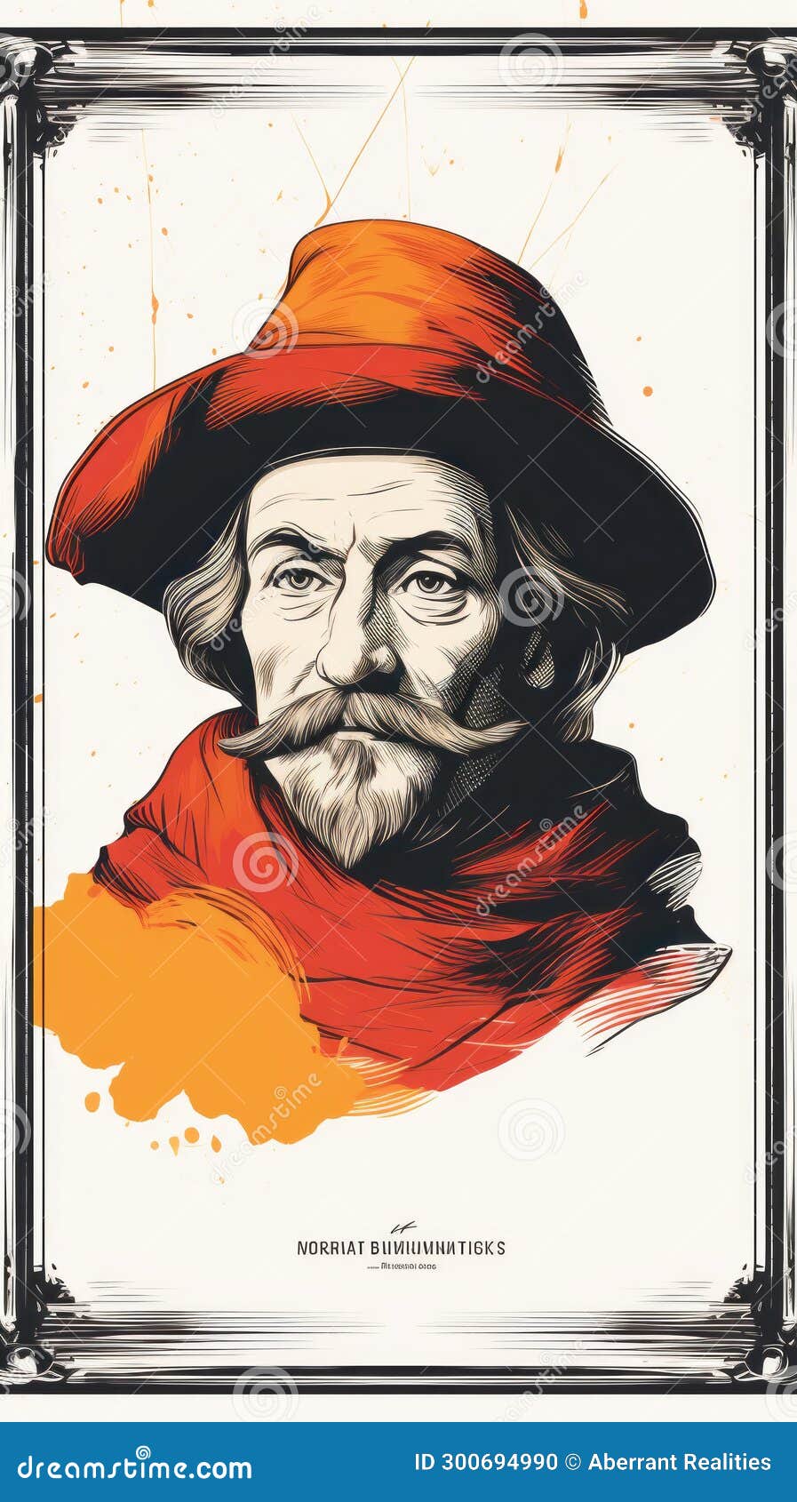 An Illustration of a Man with a Red Hat and Mustache Stock Illustration ...