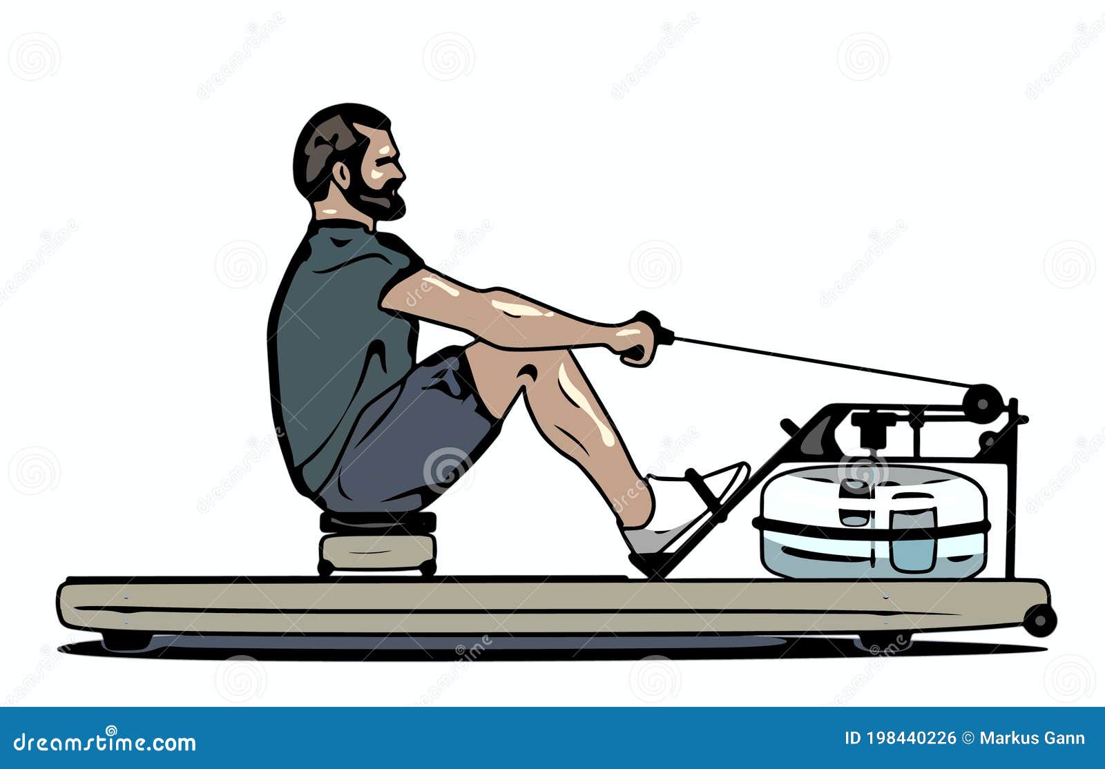Man on a rower stock vector. Illustration of people - 198440226