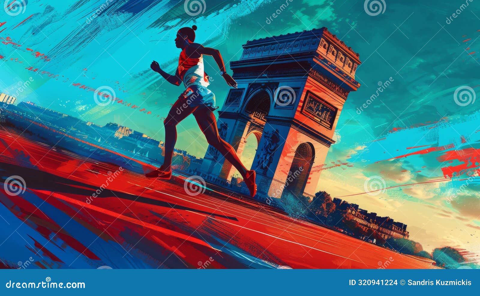 Illustration of Man Running in the Paris Marathon. Generative AI Stock ...