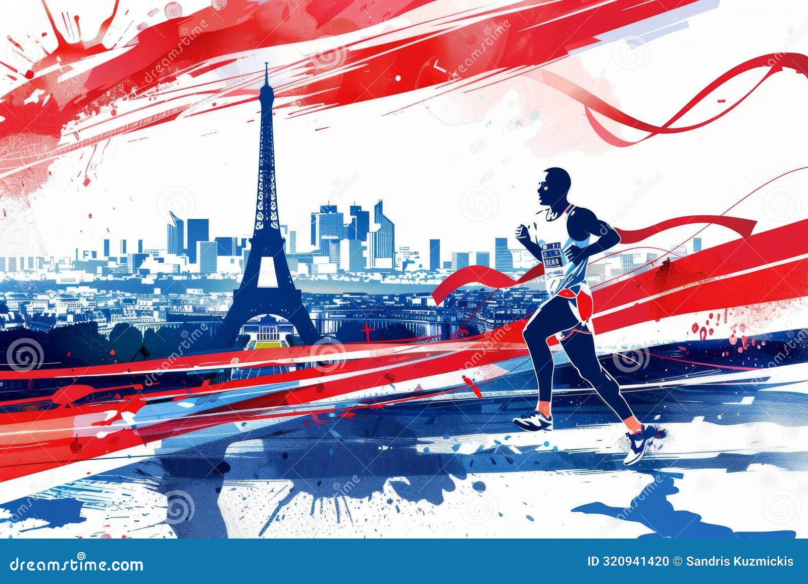 Illustration of Man Running in the Paris Marathon. Generative AI Stock ...
