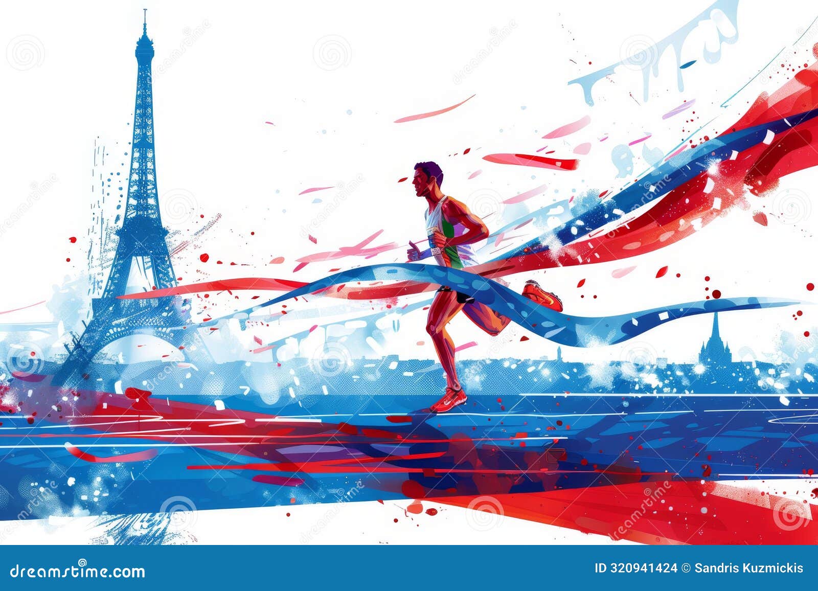 Illustration of Man Running in the Paris Marathon. Generative AI Stock ...