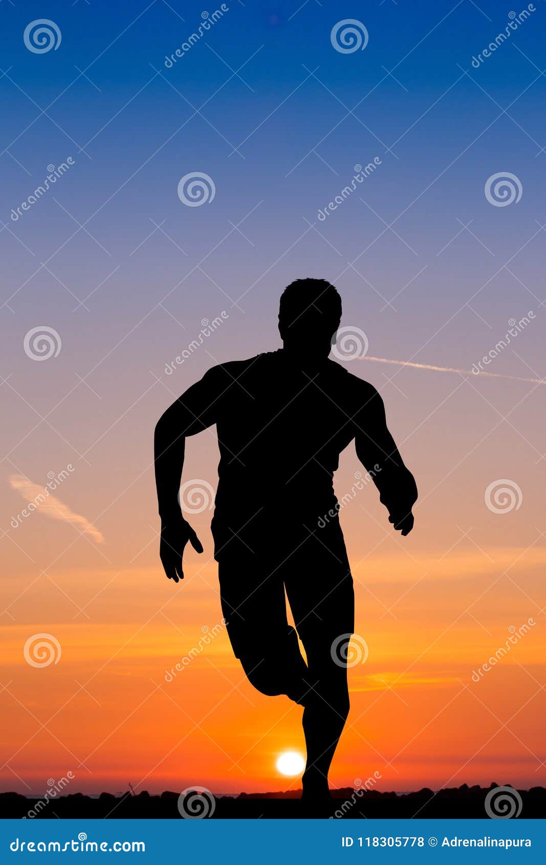 Man running at sunset stock illustration. Illustration of sunset ...