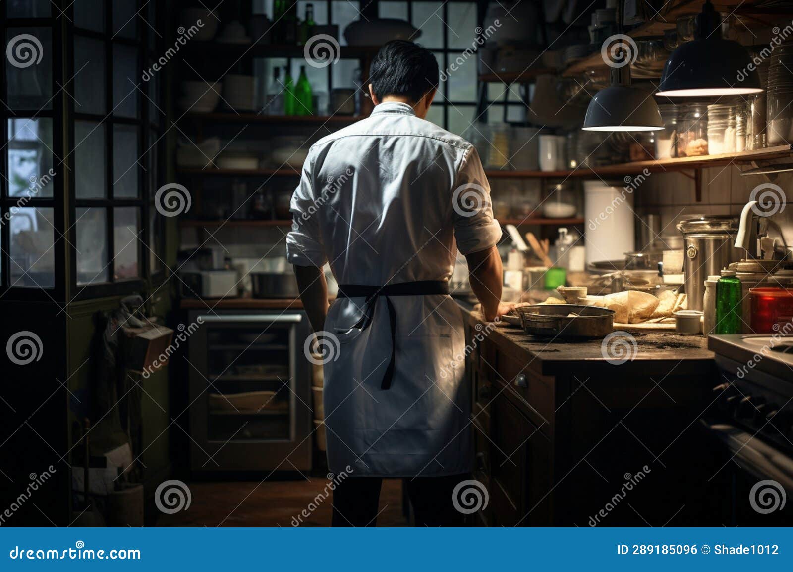 Man S Back in a Kitchen Working Stock Photo - Image of restaurant ...